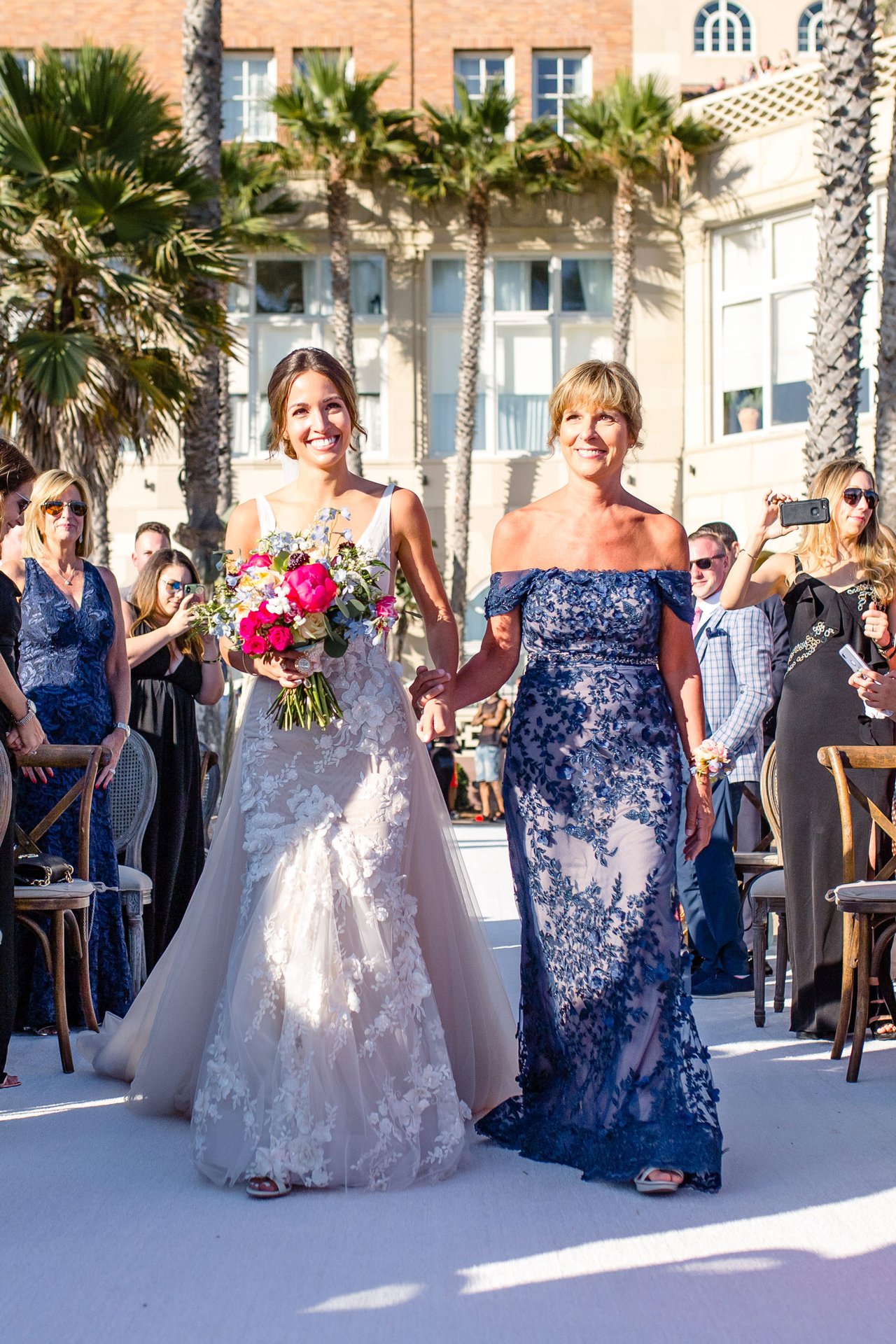 Bride Walking Down Aisle with Mother of Bride