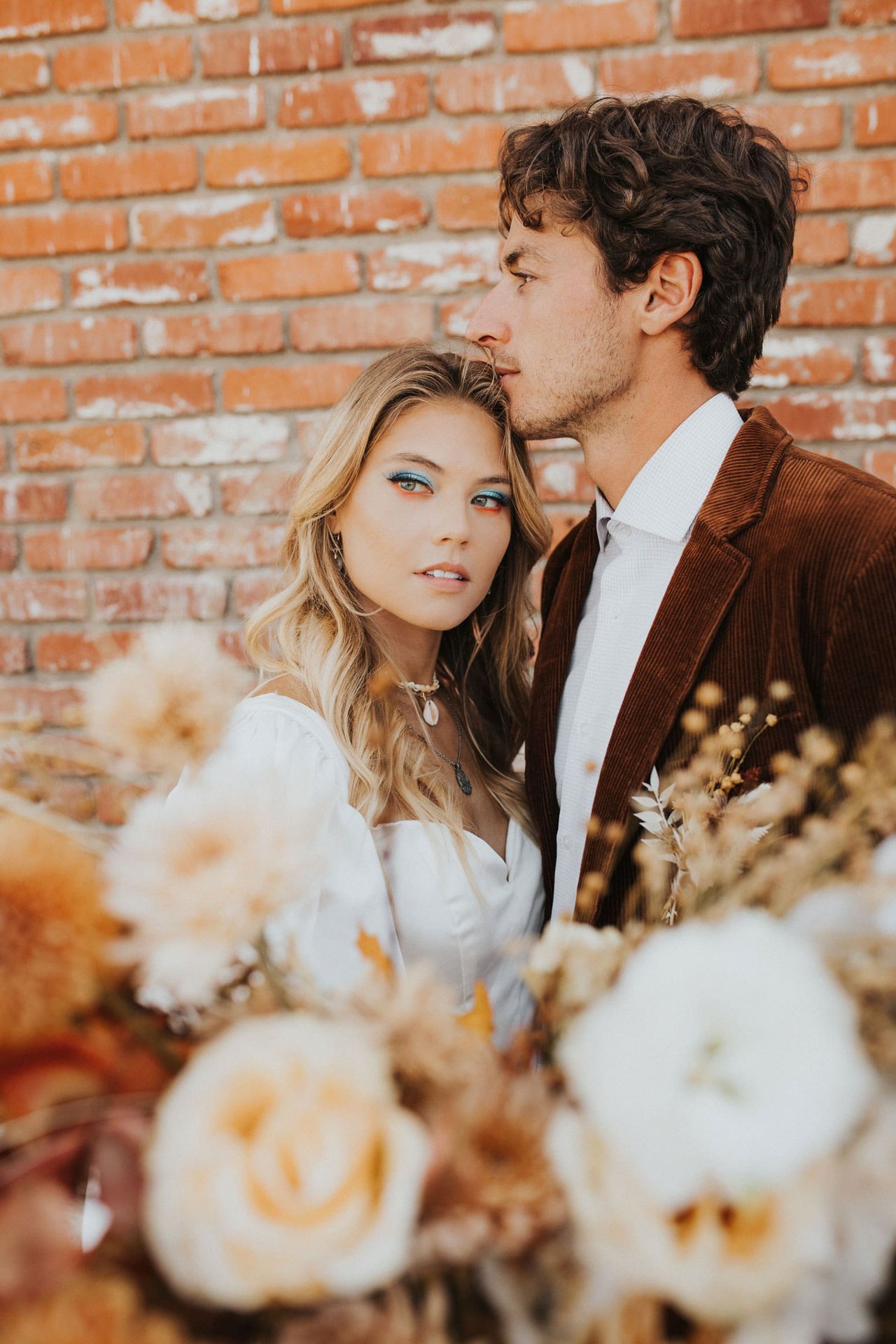 Boho-Chic Bride & Groom Portrait