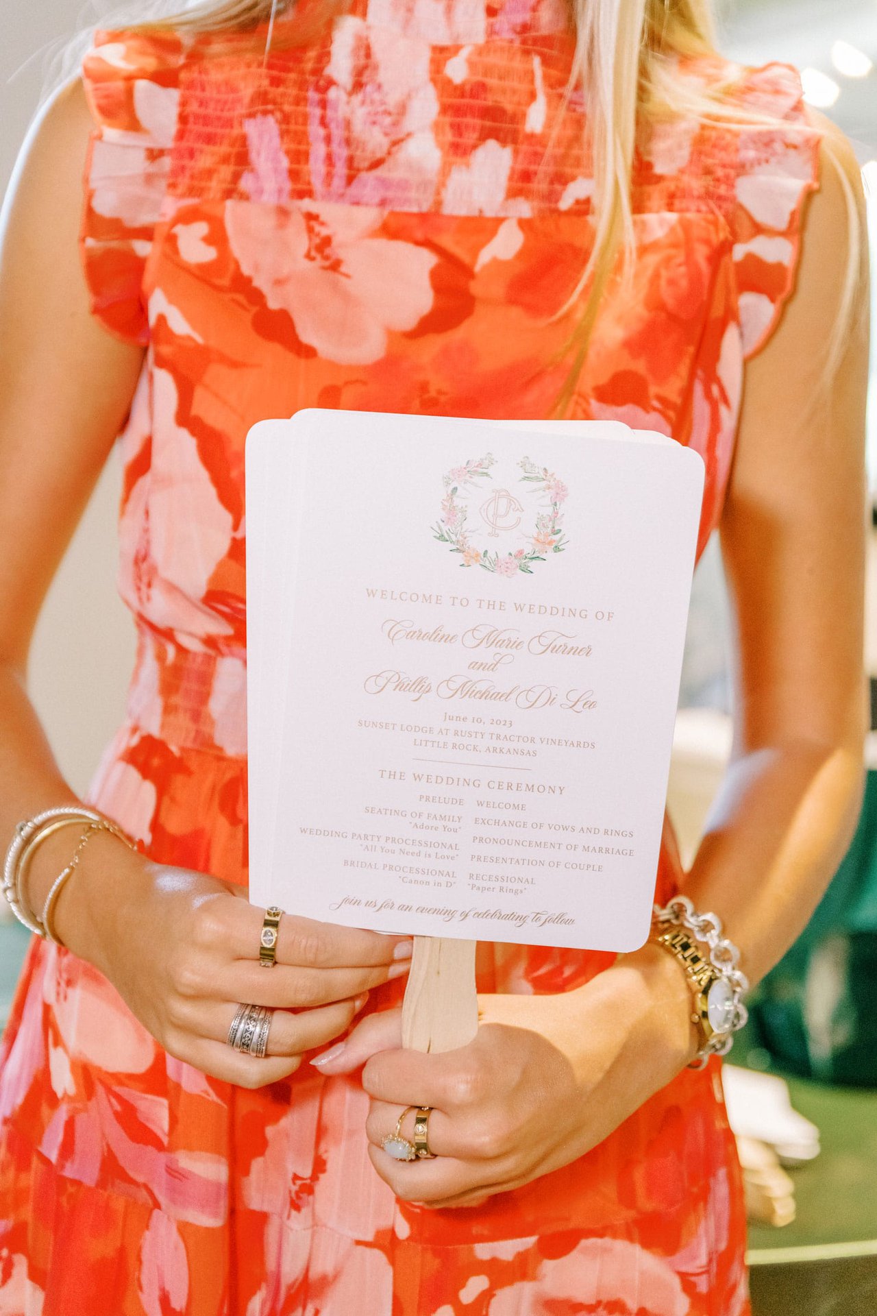 Wedding Ceremony Program Fans with Monogram