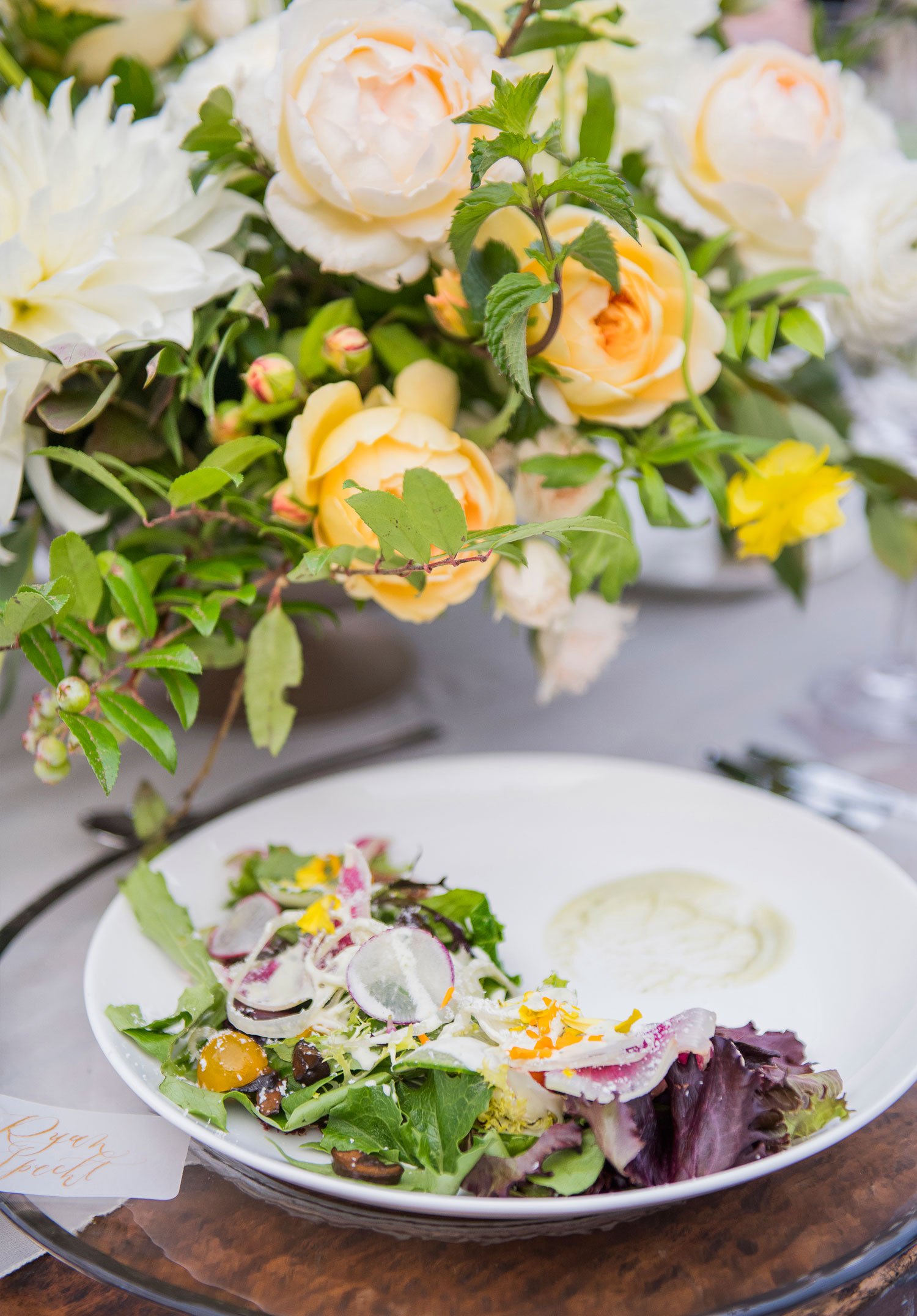 Salad Course at Outdoor Wedding