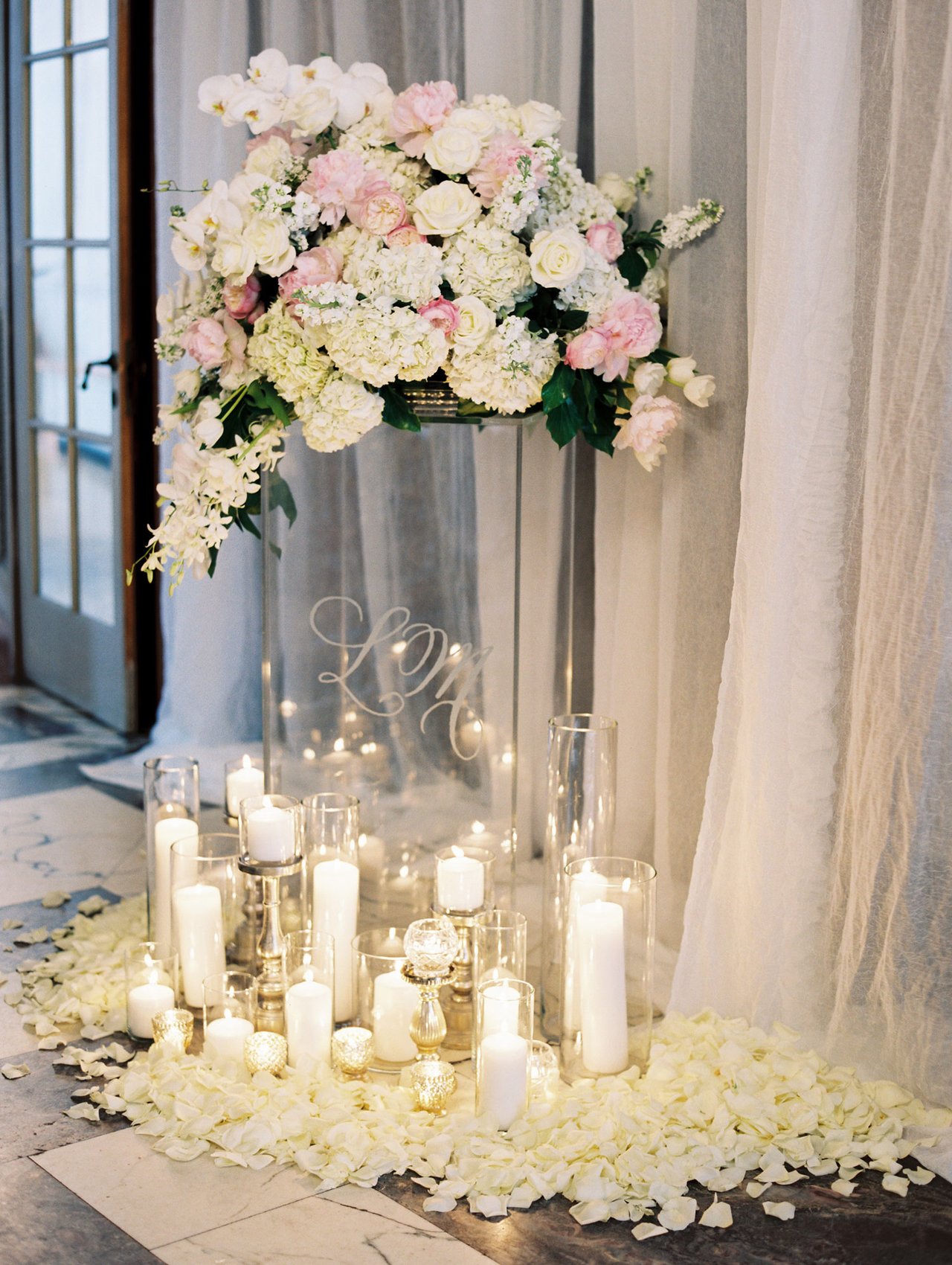 Monogrammed Clear Riser at Ceremony