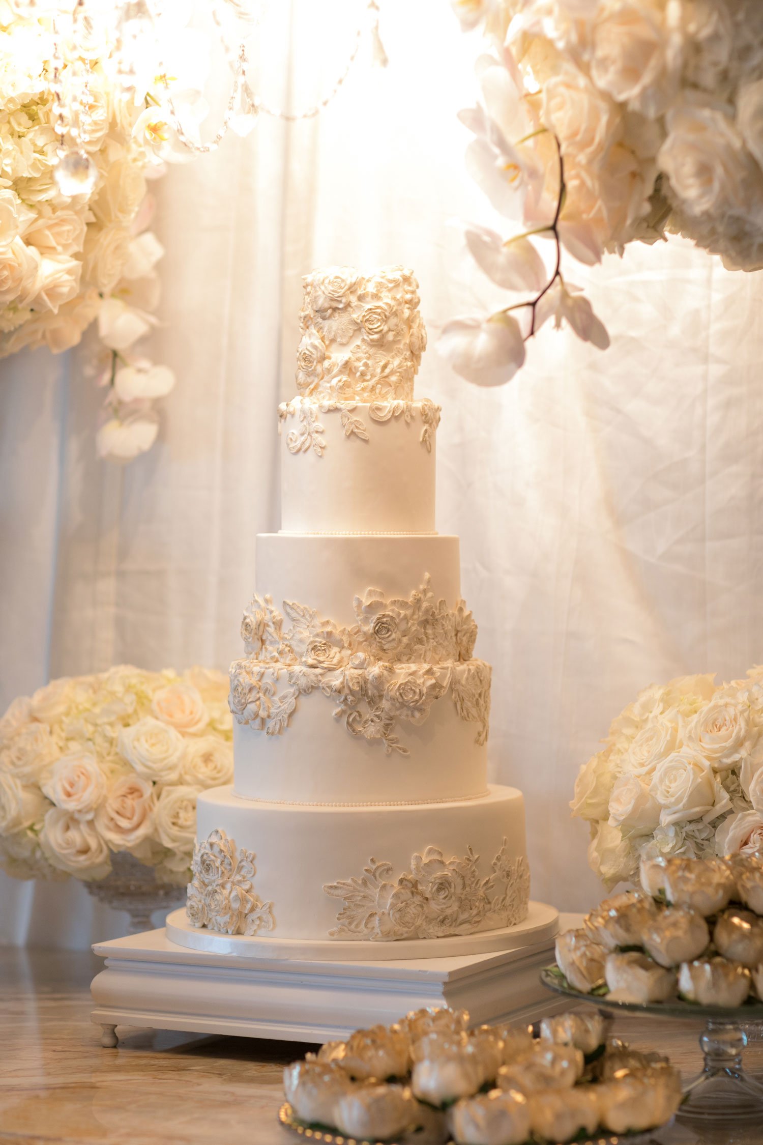 Luxe Wedding Cake at Dessert Table