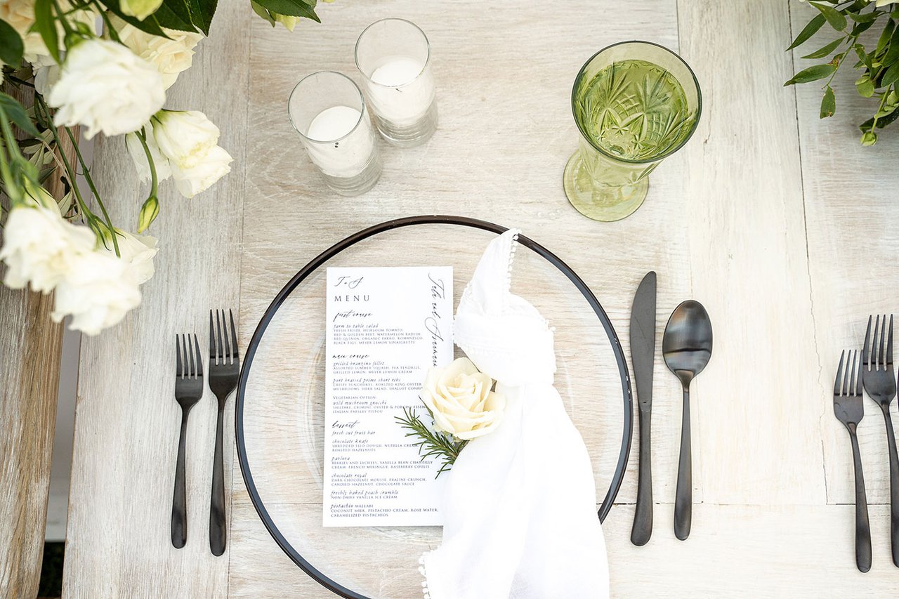 Modern Black, White & Green Place Setting