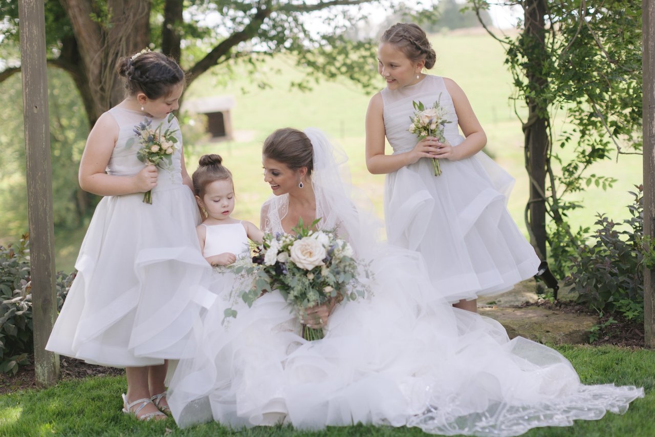 Bride with Three Flower Girls
