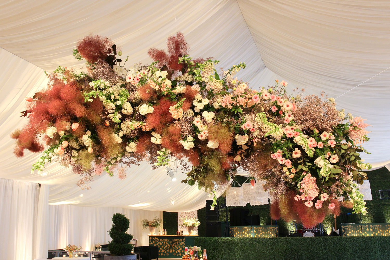 Overhead Floral Installation at Reception