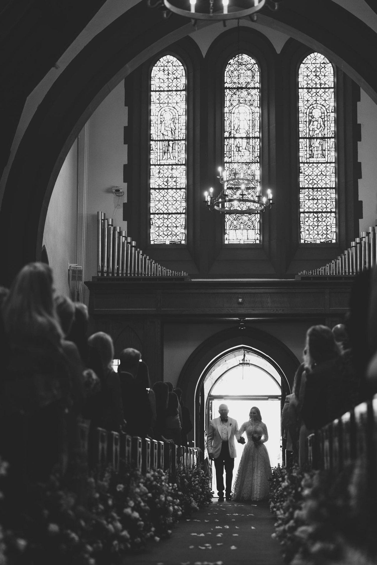 Bridal Processional with Father at Church