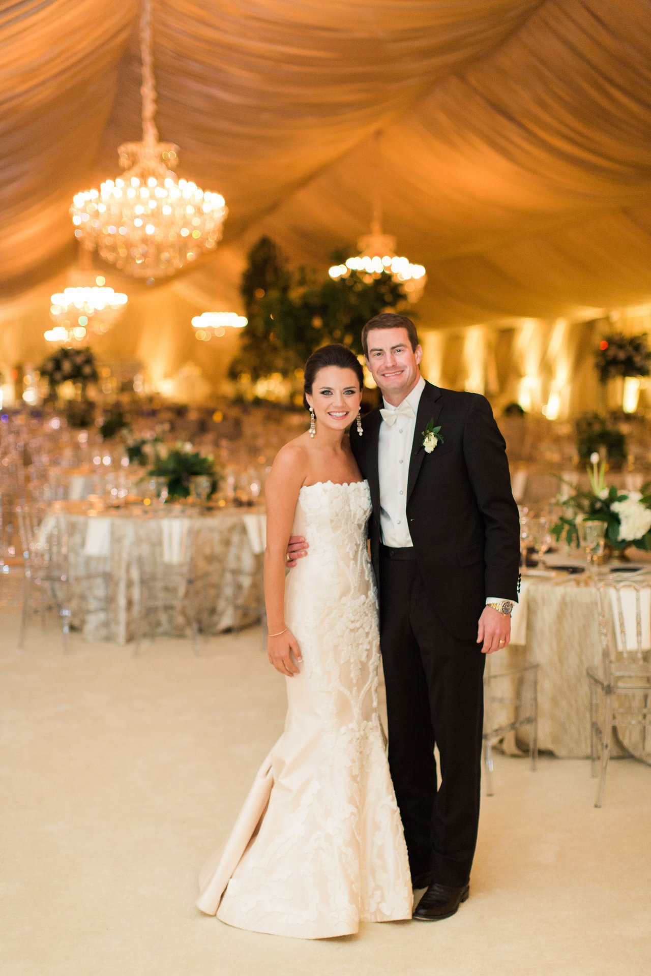 Bride & Groom in Tented Reception Space