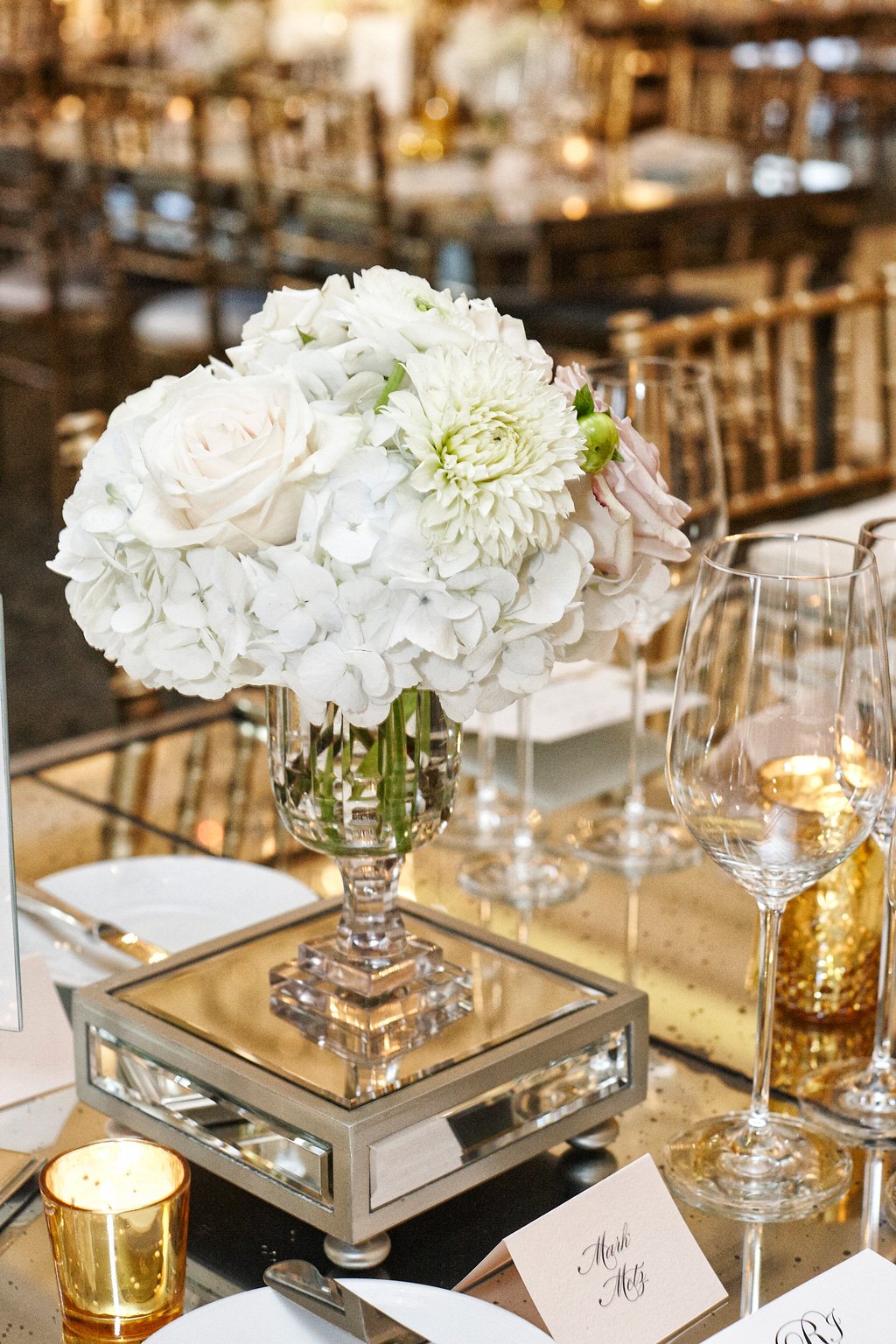 Floral Centerpiece on Mirrored Base