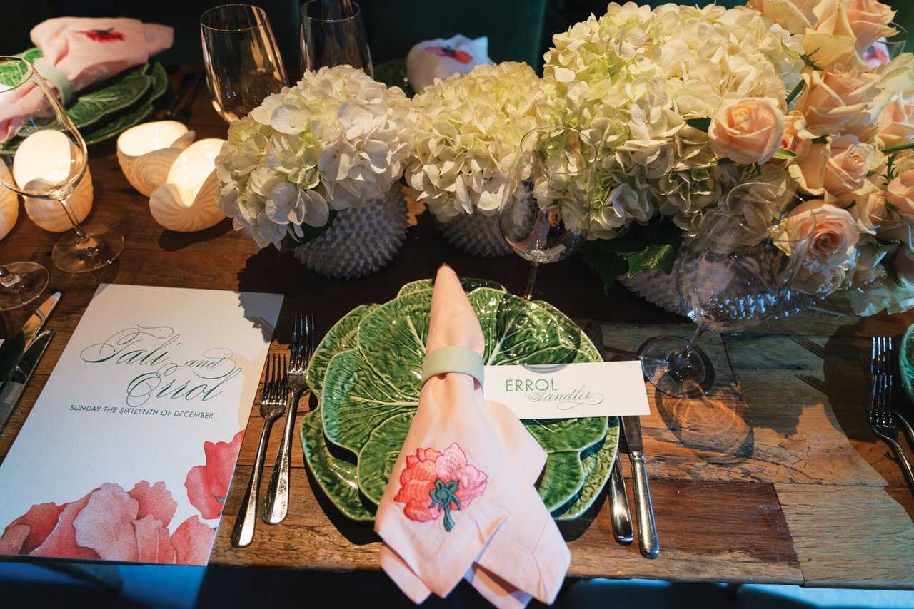 Cabbage Plate with Embroidered Napkin