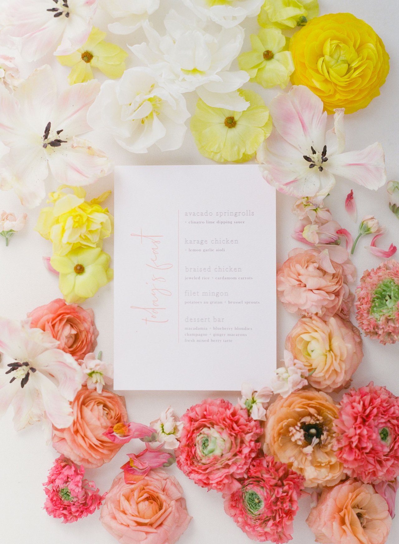Modern Menu with Spring Flowers