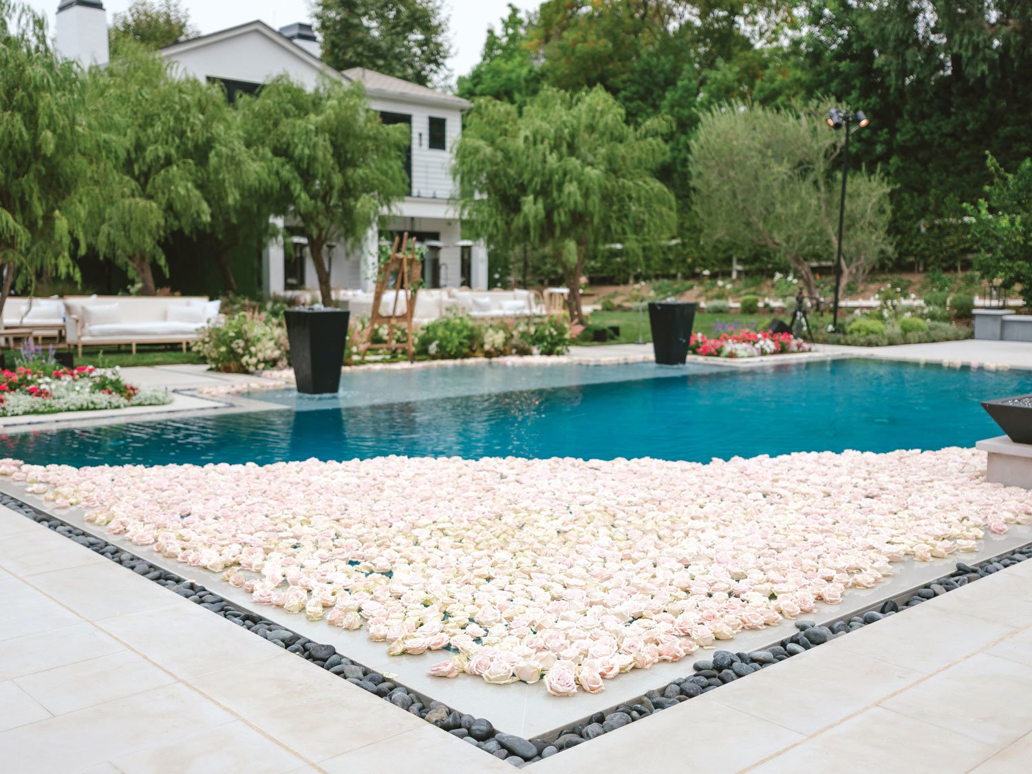 Roses in Pool at Private Estate Venue