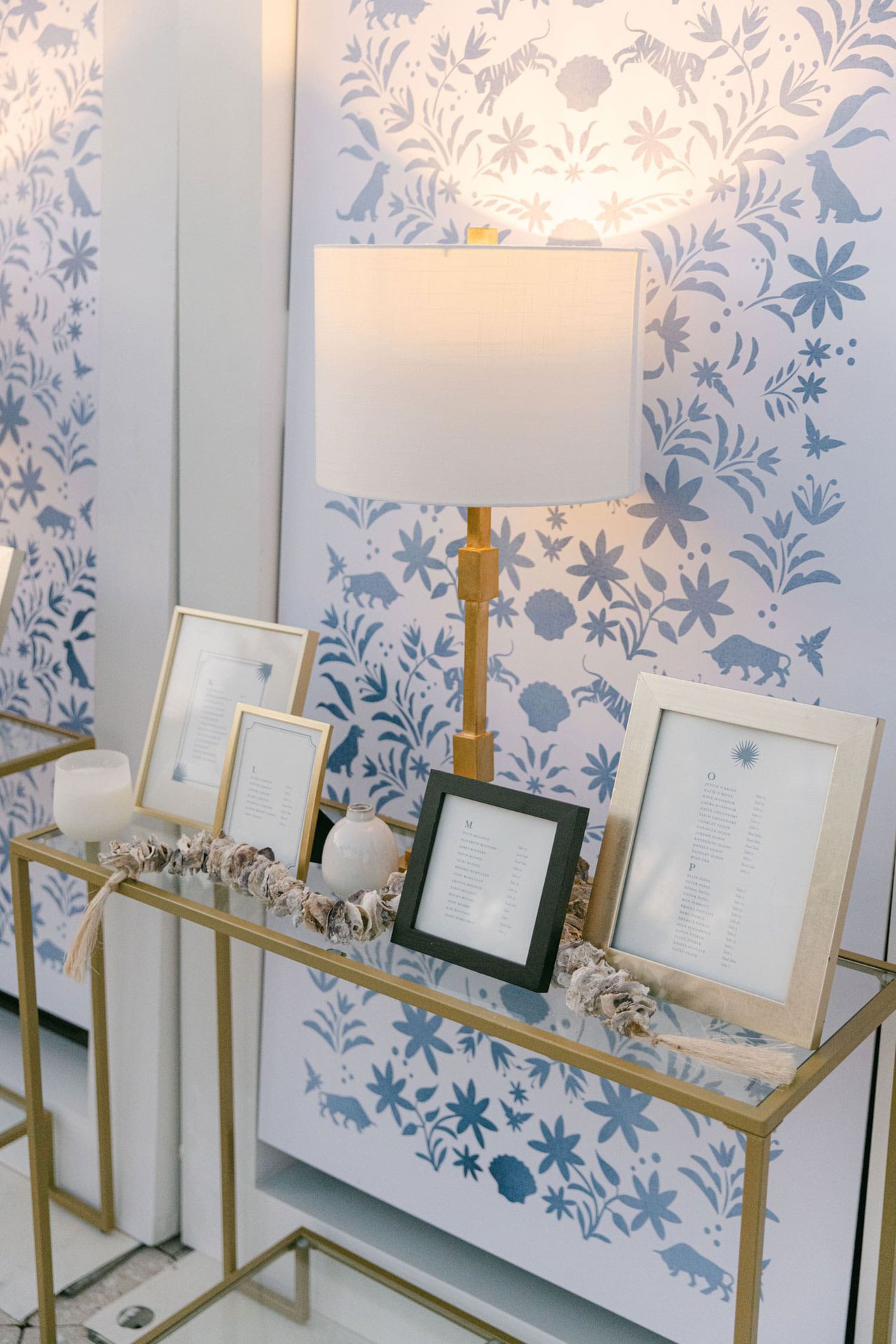 Framed Seating Charts on Console Table