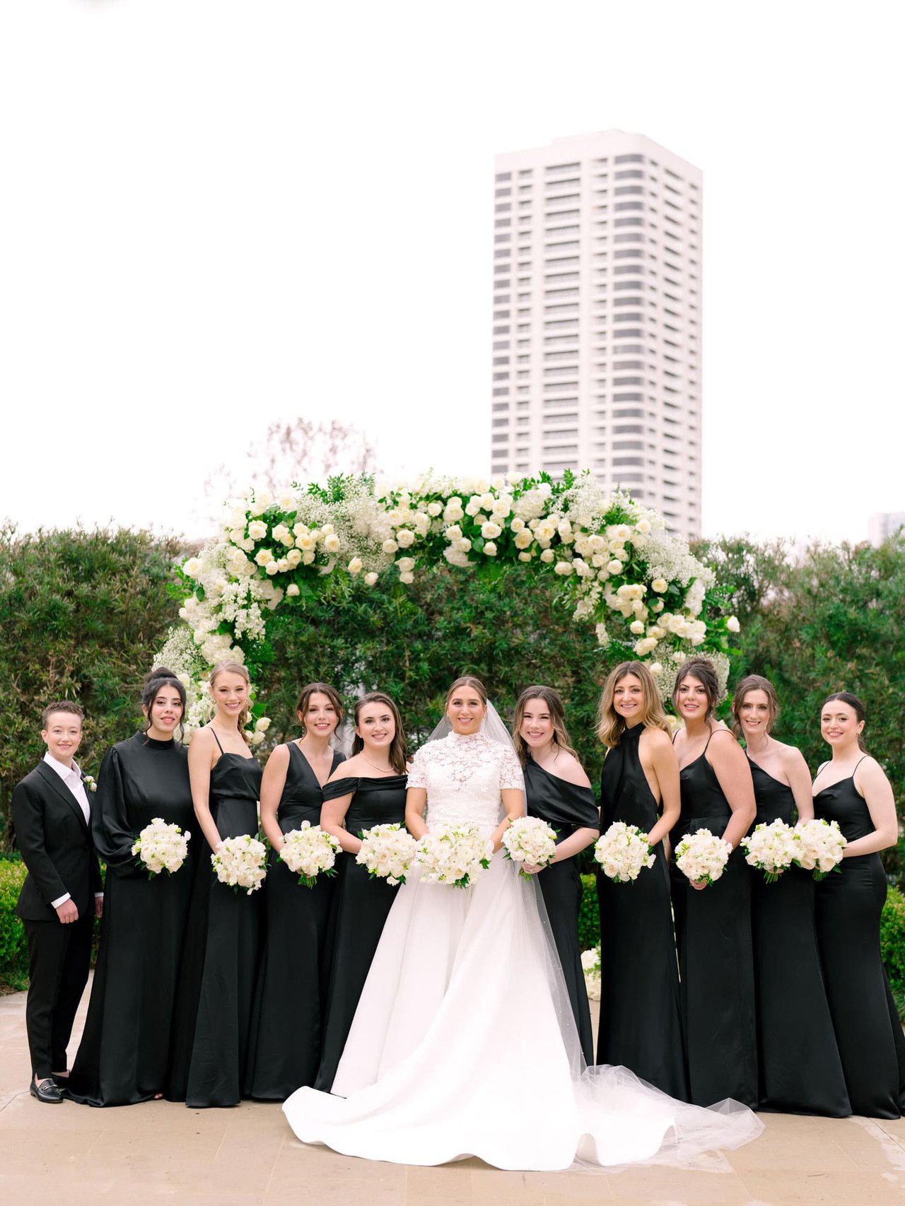 Elegant Bridal Party in Black Wedding Attire
