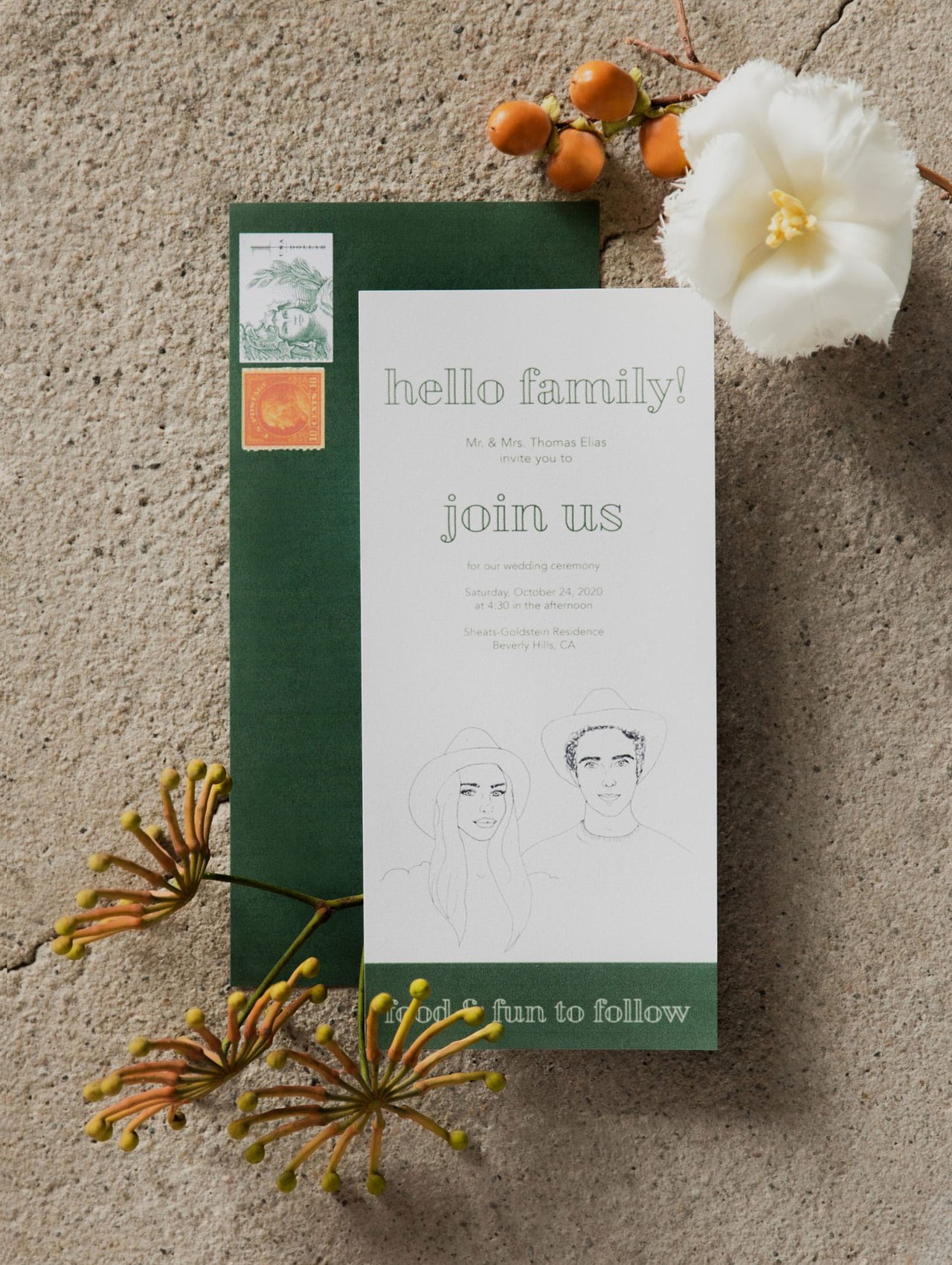 Modern Wedding Invitation with Illustration