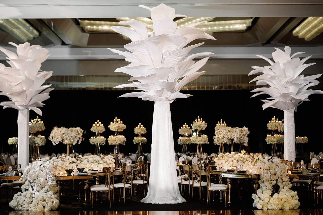 Black, White & Gold Ballroom Reception Design