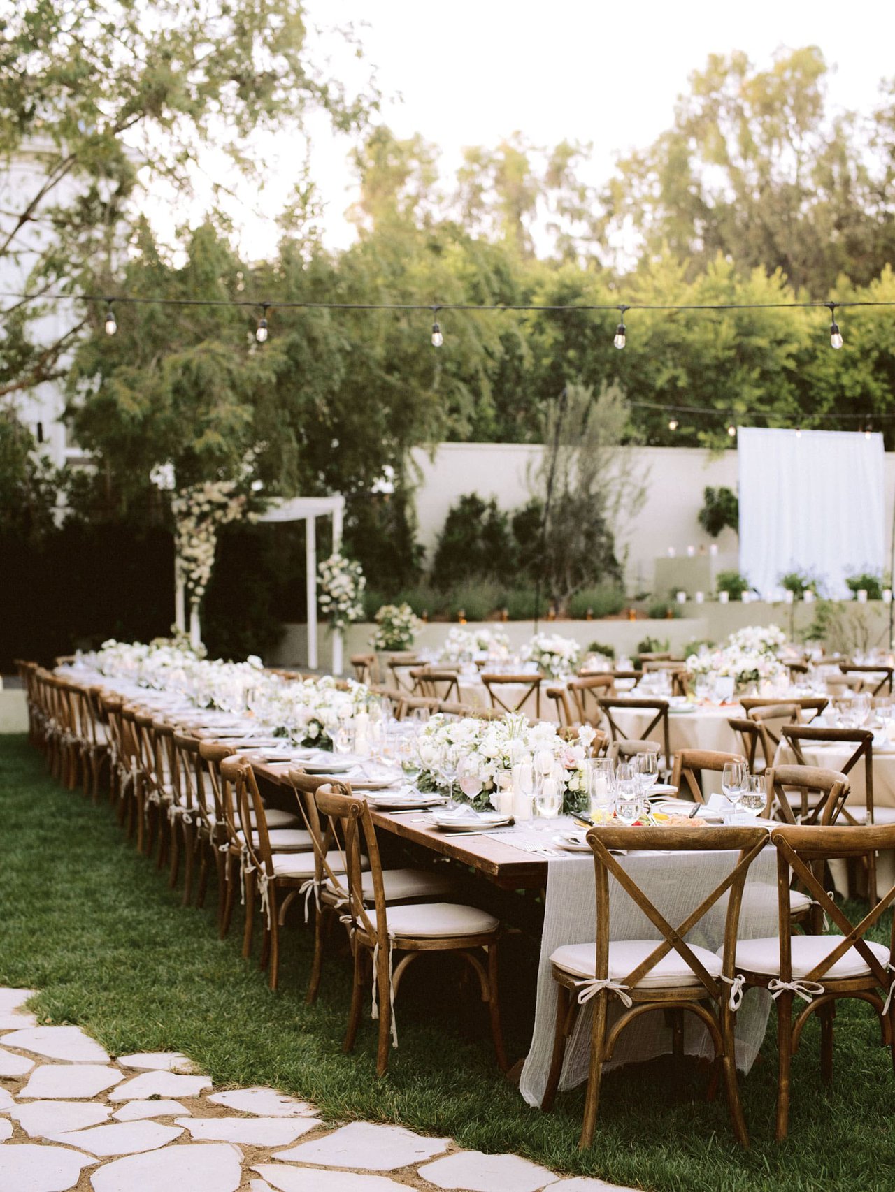 Neutral Outdoor Backyard Wedding Reception