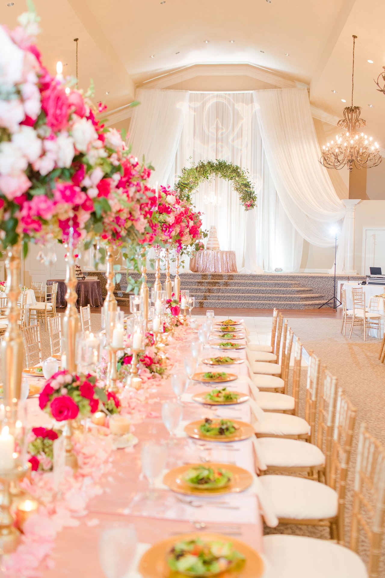 Salad Course at Pink Wedding Reception