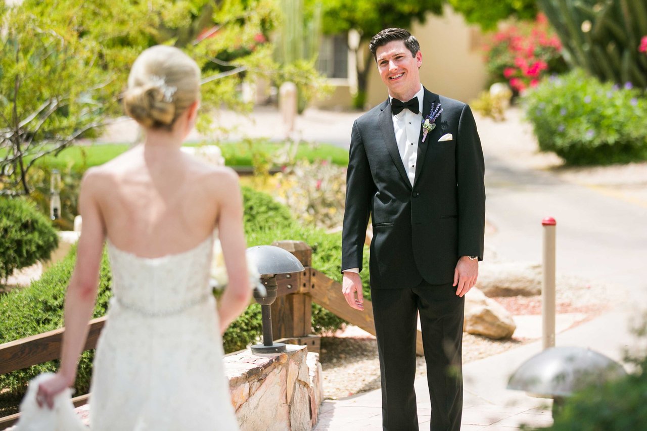 Bride and Groom do "First Look" in Arizona
