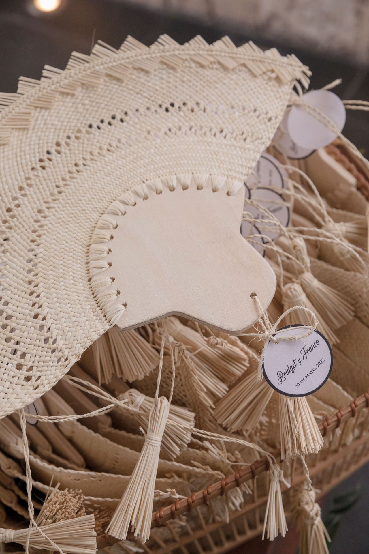 Straw Fans for Destination Wedding Ceremony