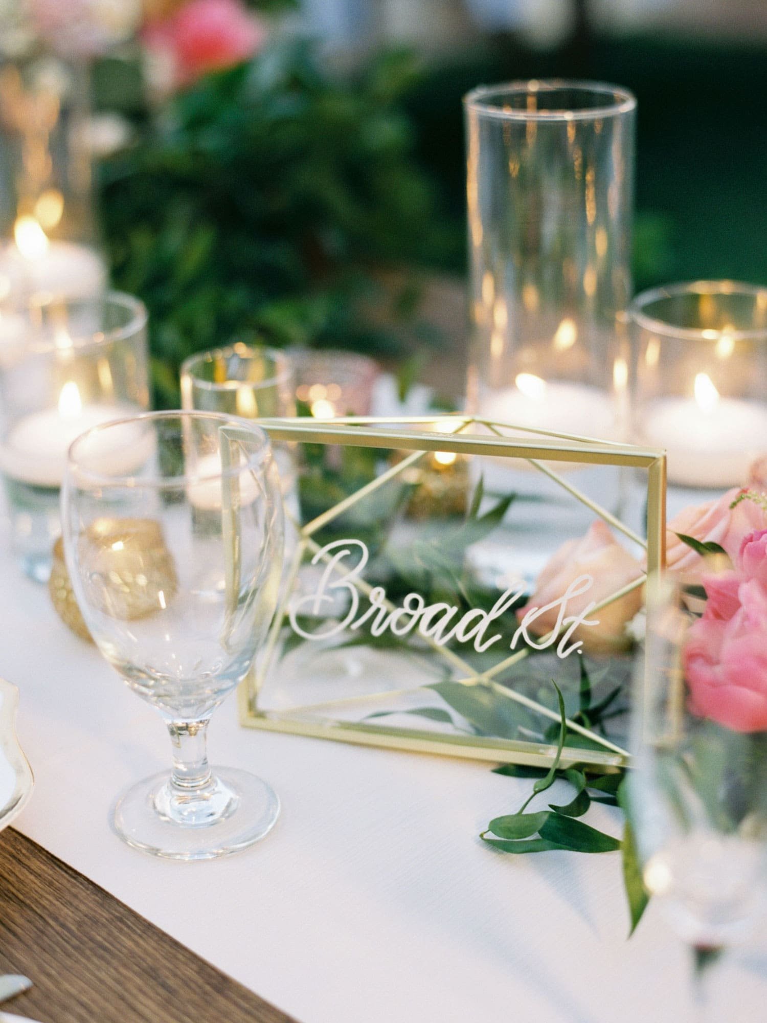 Gold Frame Table Number with Calligraphy