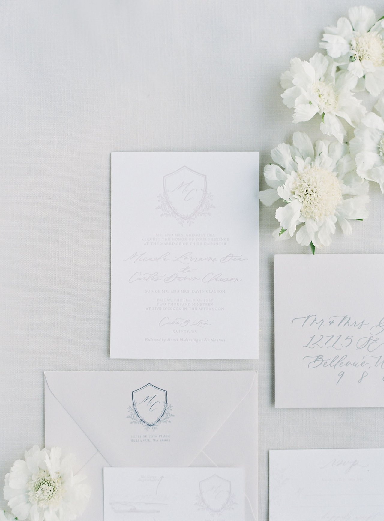 Soft Grey & Silver Invitations