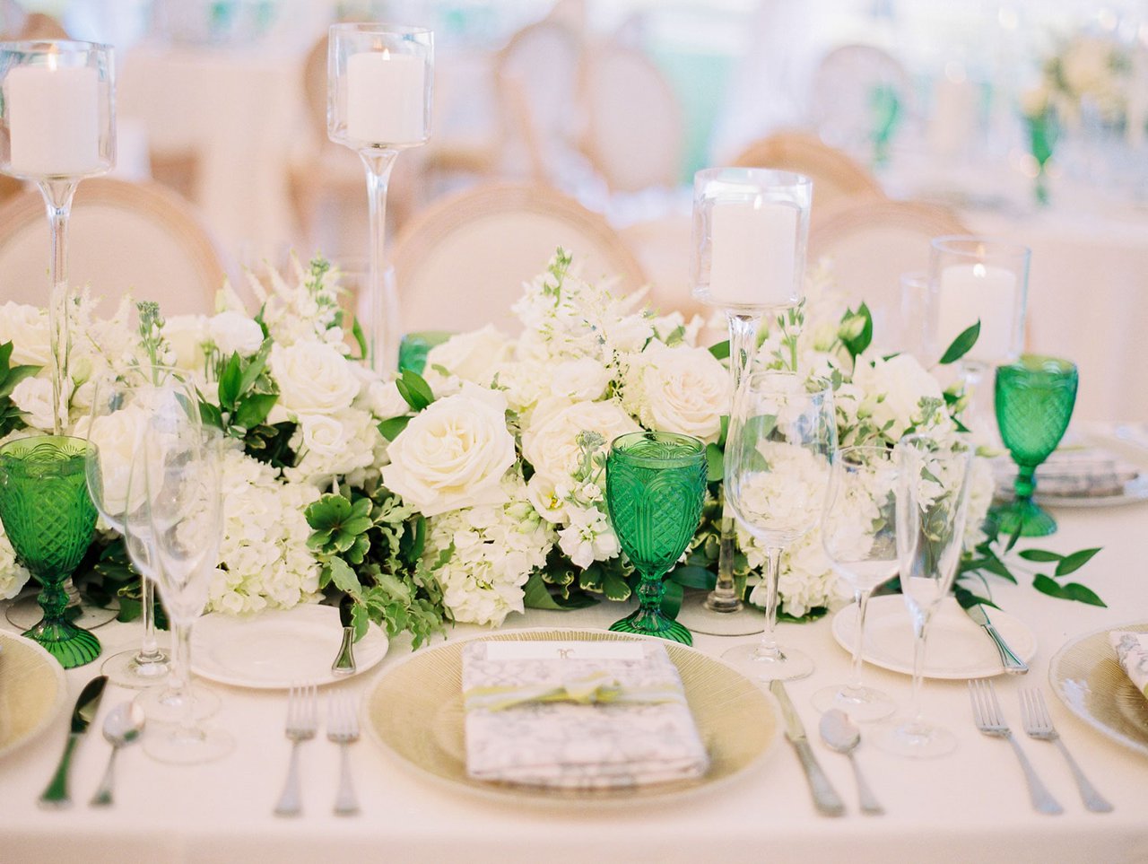 Ivory & Green Wedding Reception Table