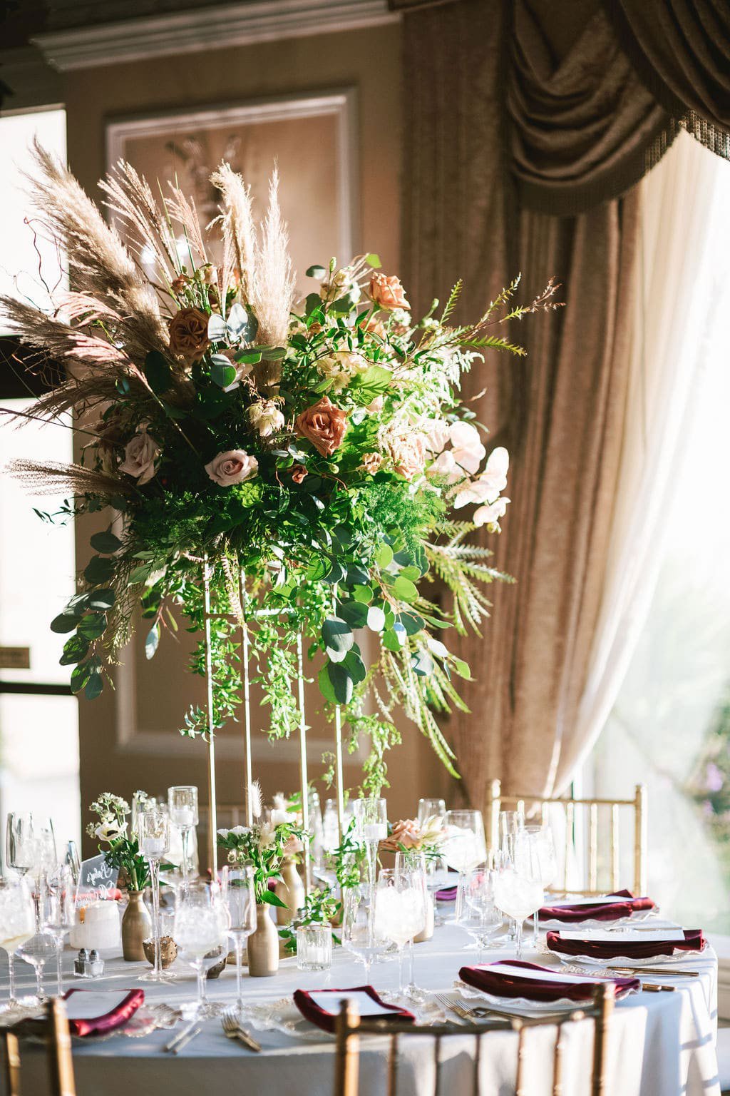 Tall Fall-Inspired Reception Centerpiece