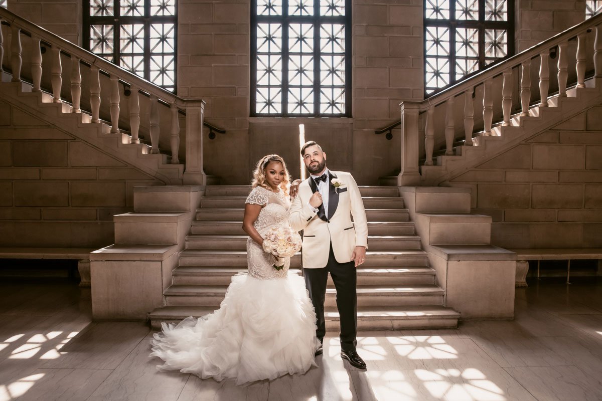 Bride & Groom by Grand Staircase