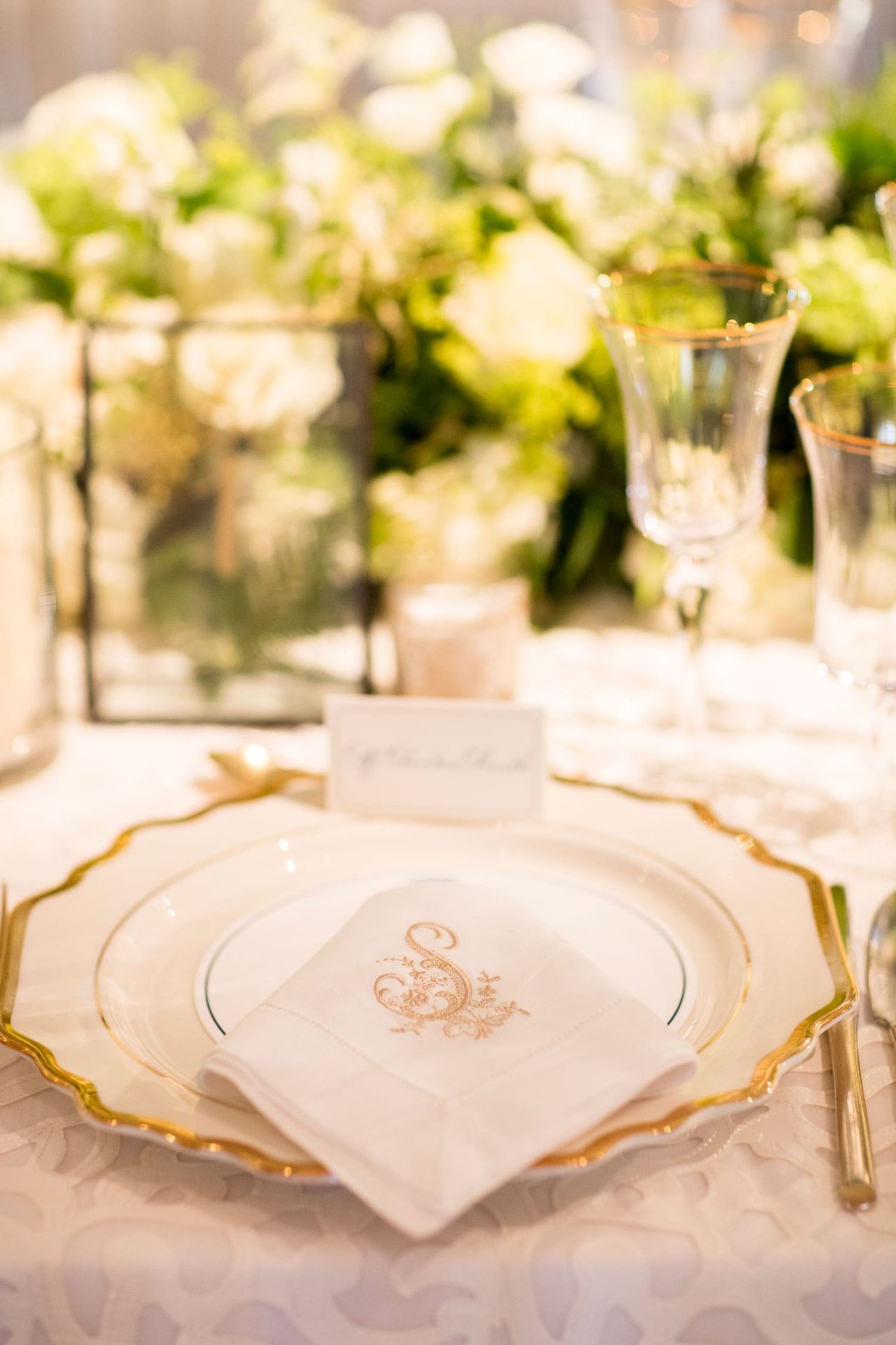 Monogrammed Napkin at Guest Place Setting