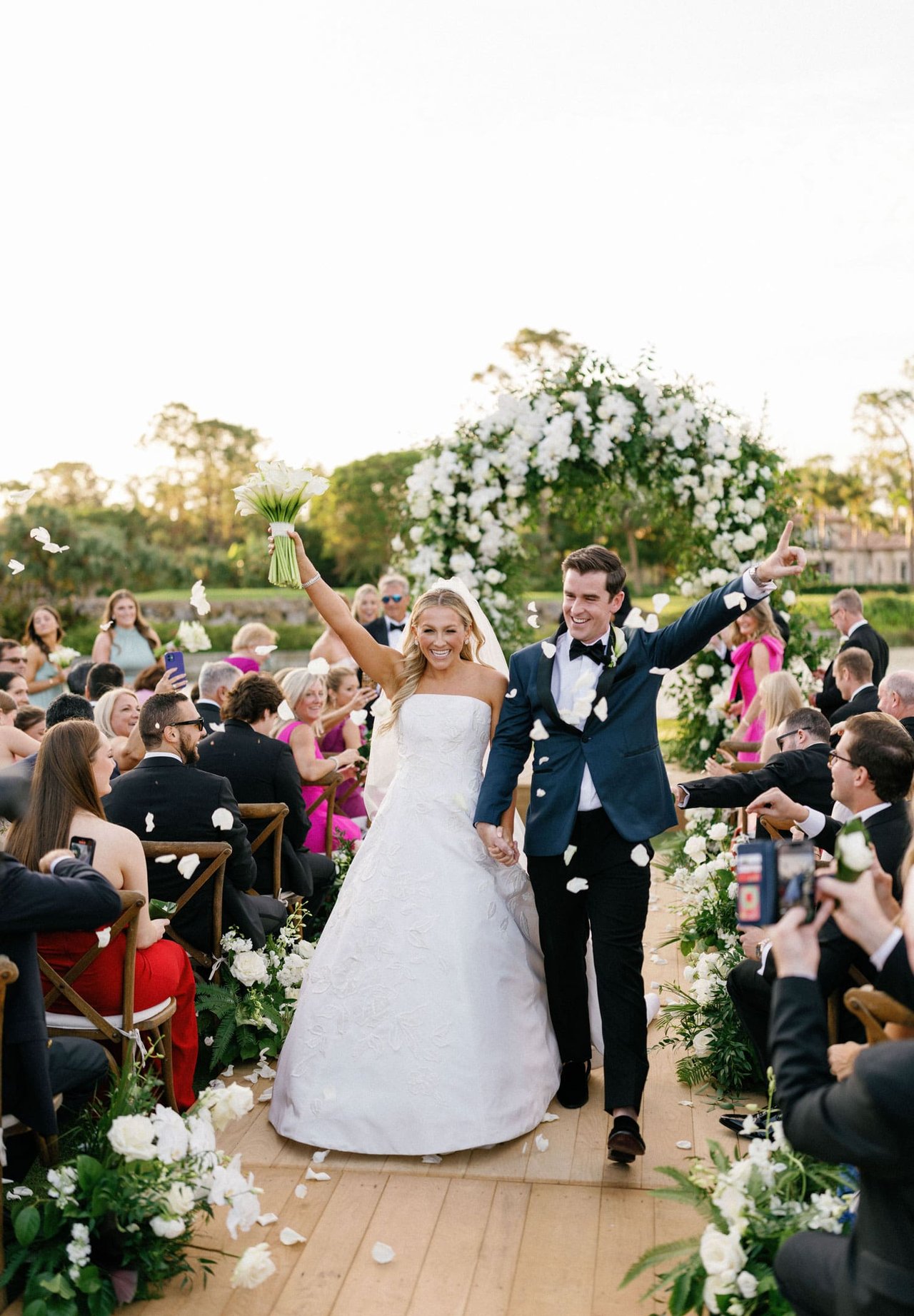 Flower Petal Toss After Outdoor Ceremony