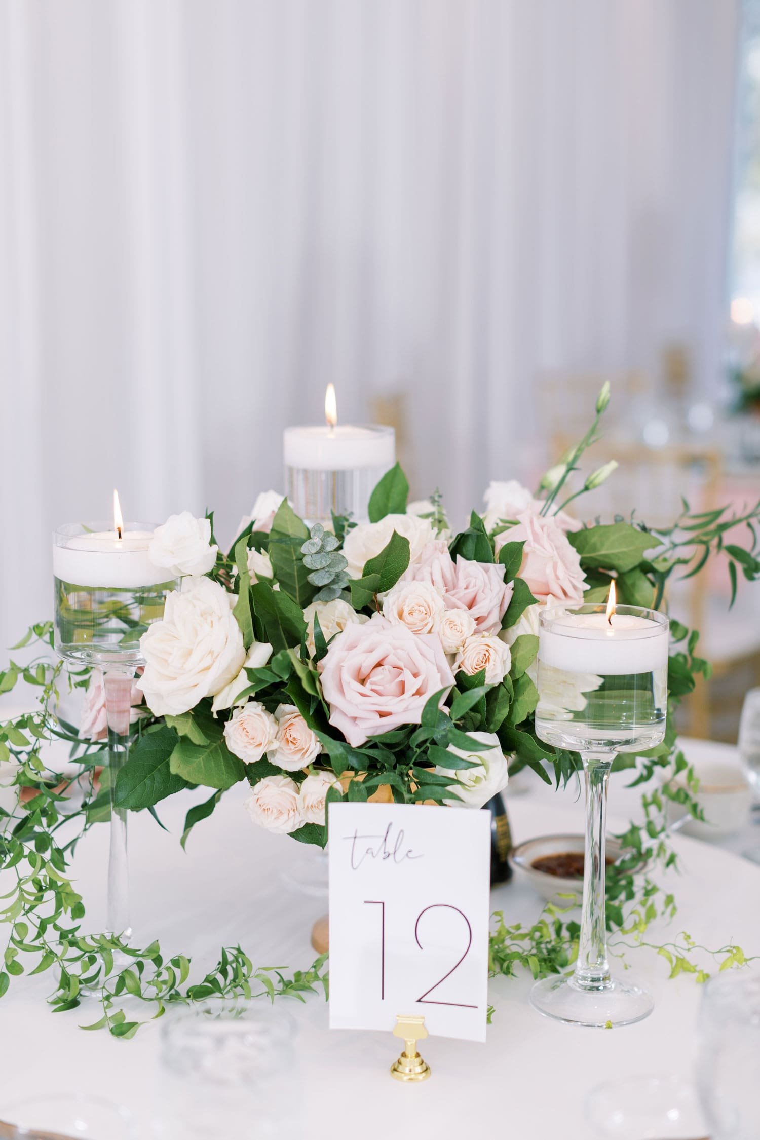 Low Centerpiece with Modern Table Number