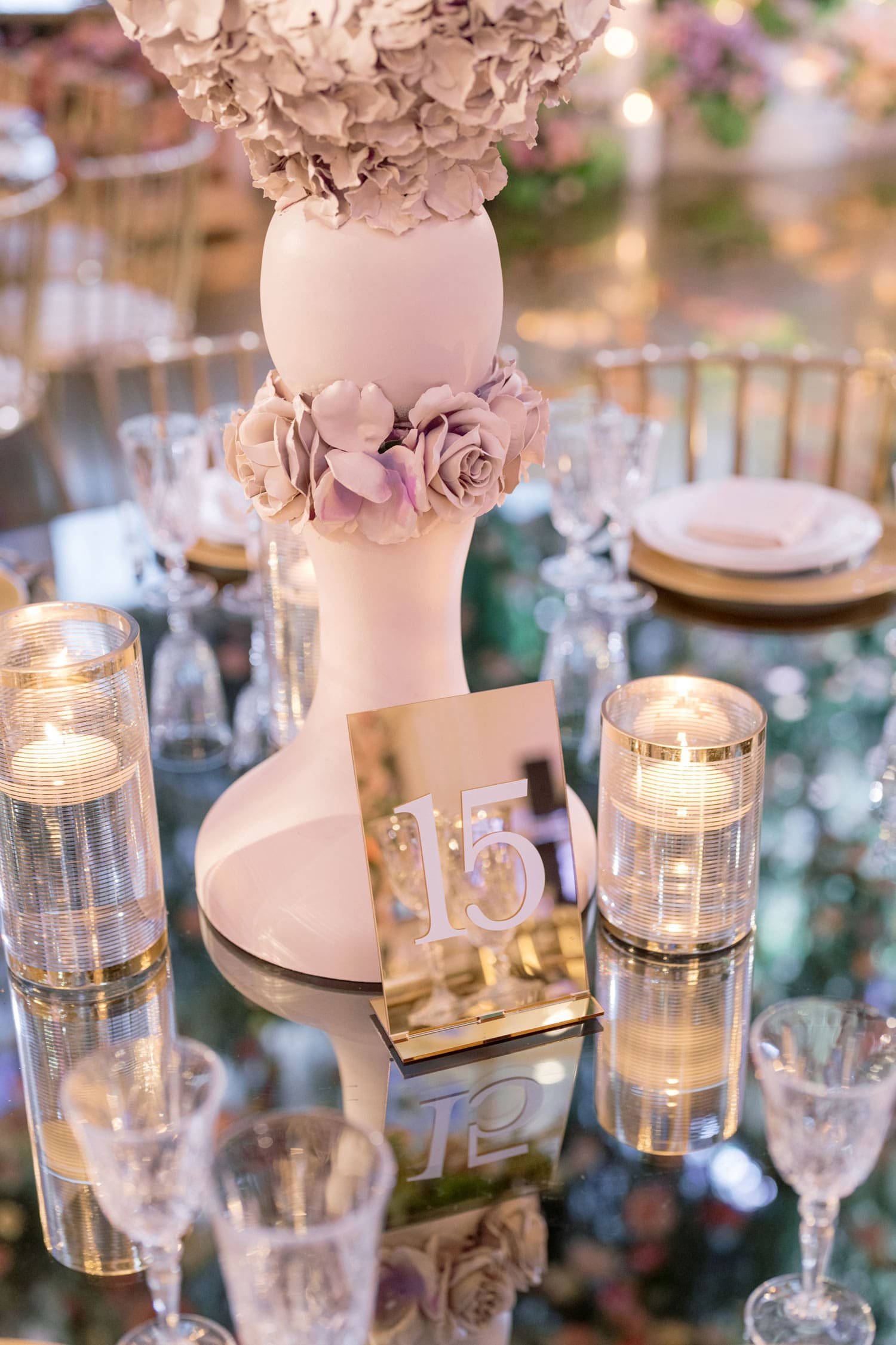 Mirror Table Number for Wedding Reception