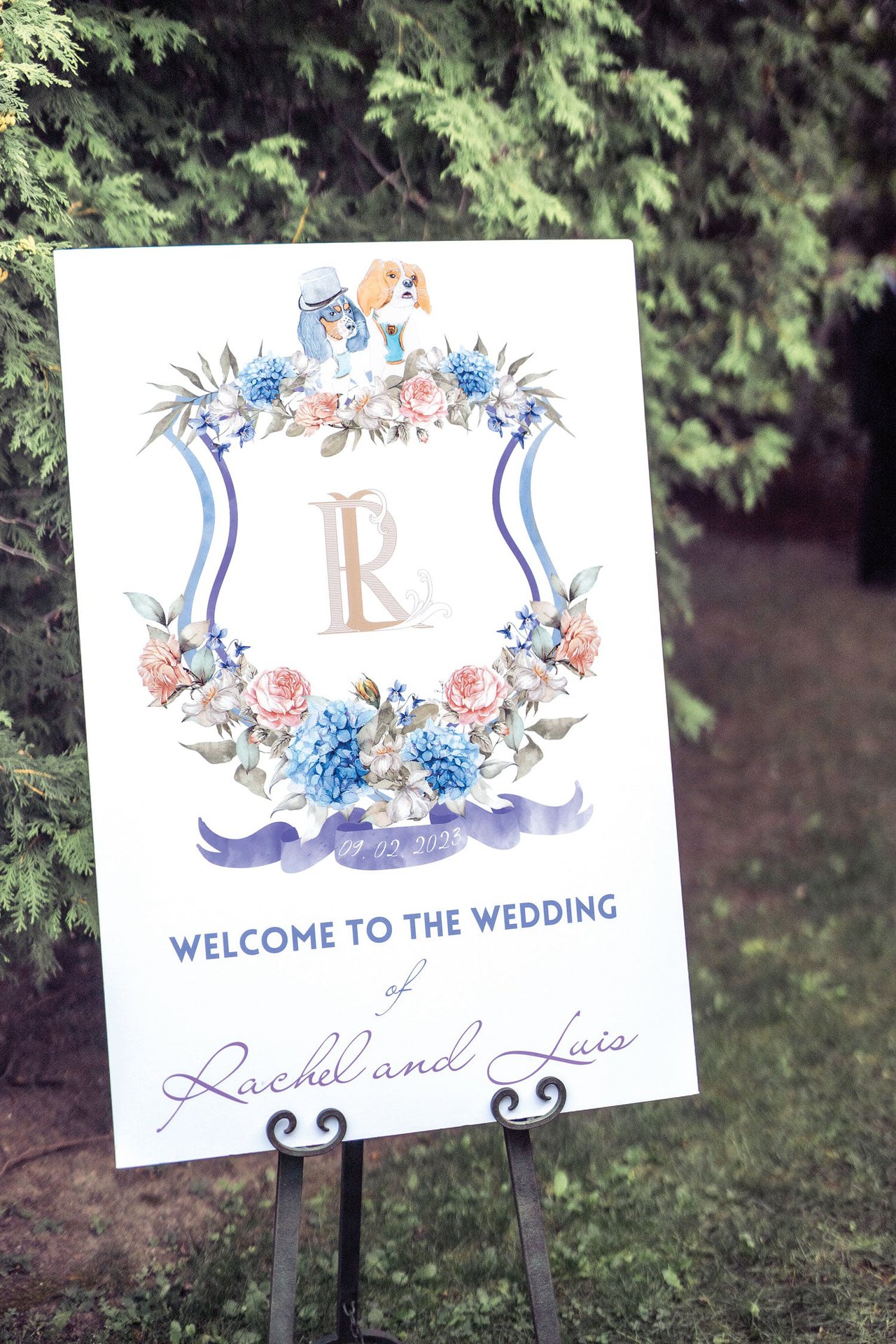 Pastel Wedding Crest at Outdoor Wedding