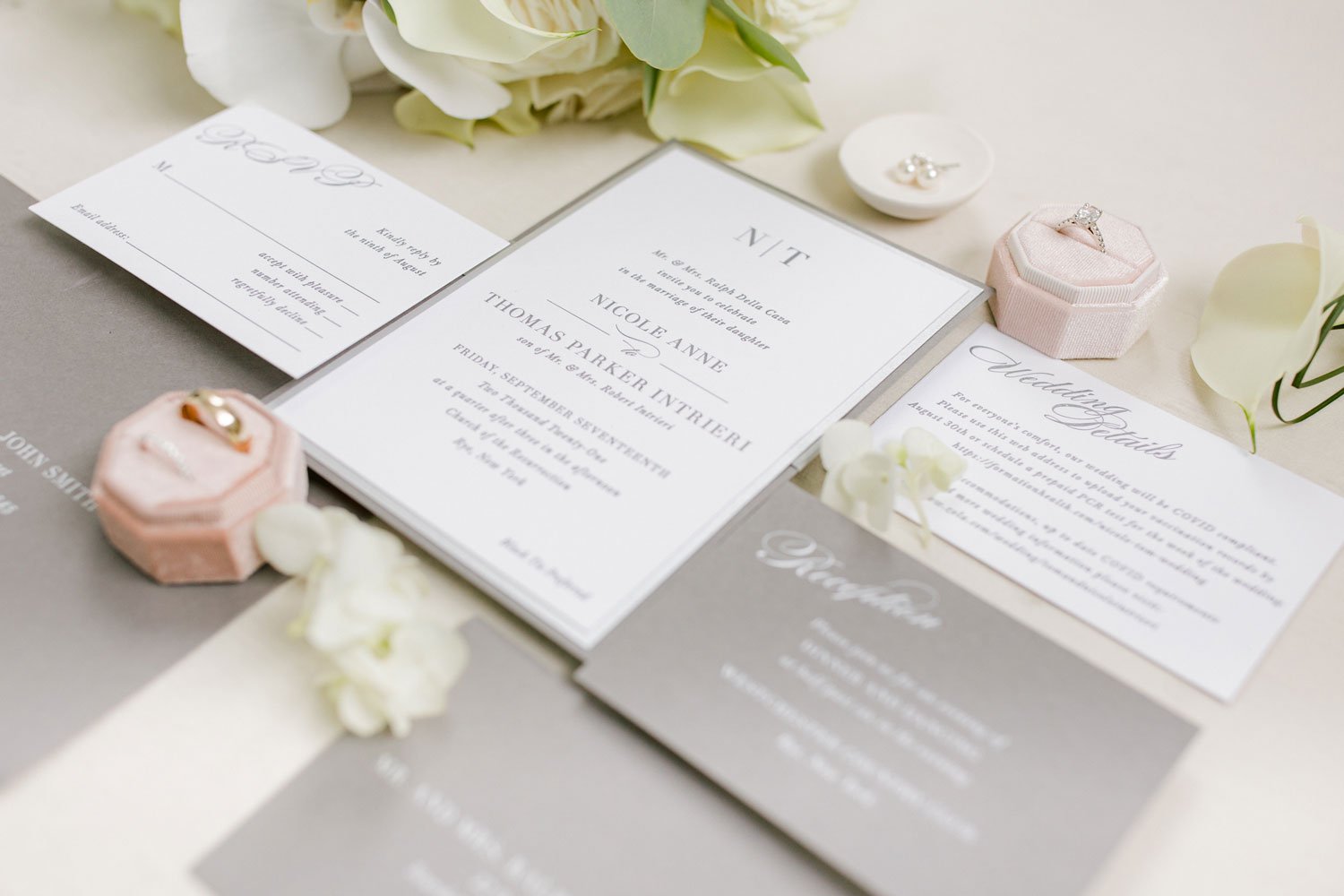 White & Grey Classic Wedding Invitation