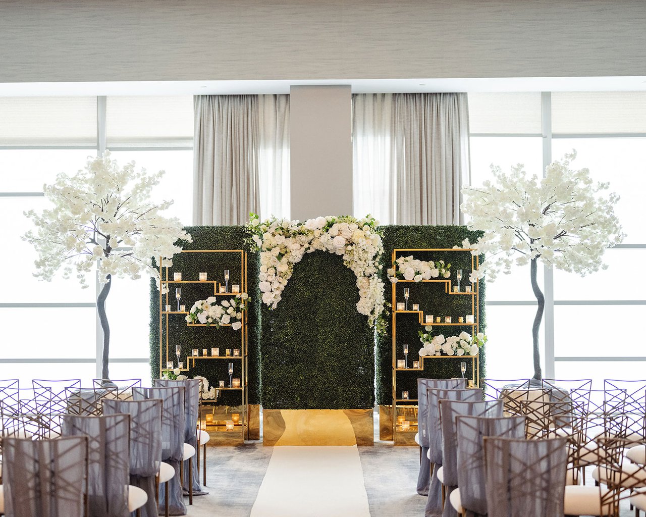 White, Green, Grey & Gold Wedding Ceremony