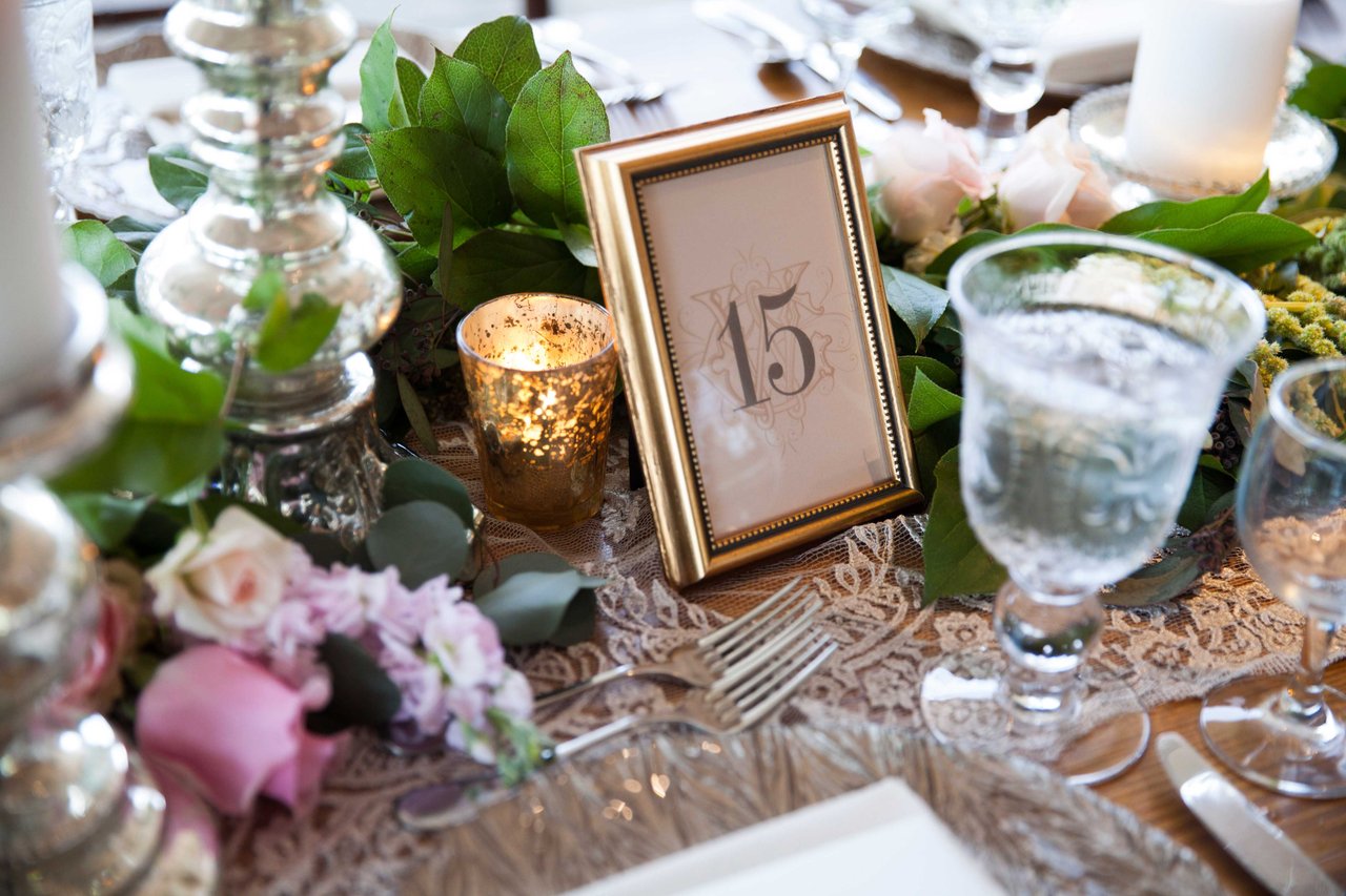 Garden Tablescape with Framed Table Numbers