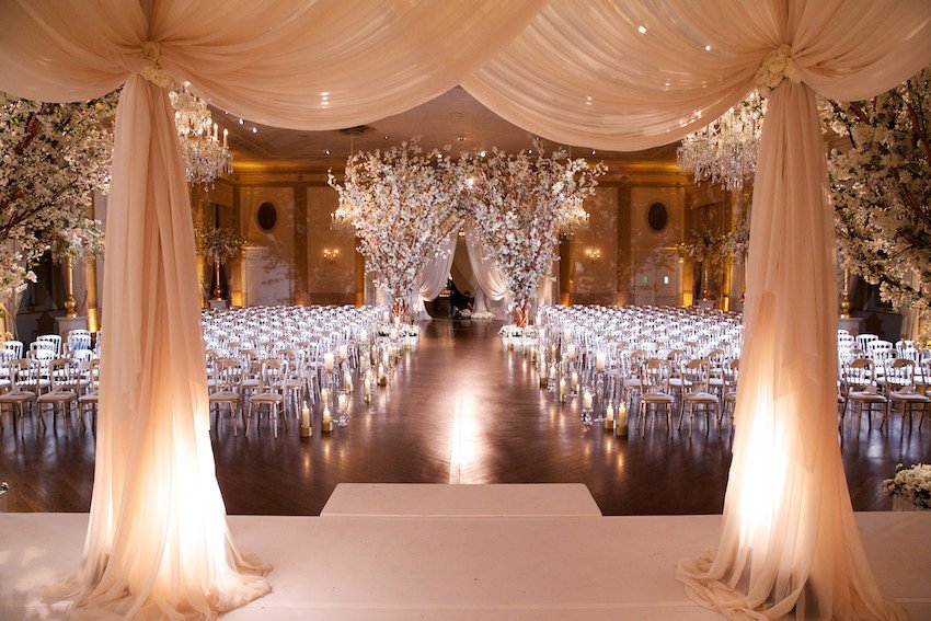 Elegant Drapery at Indoor Ceremony