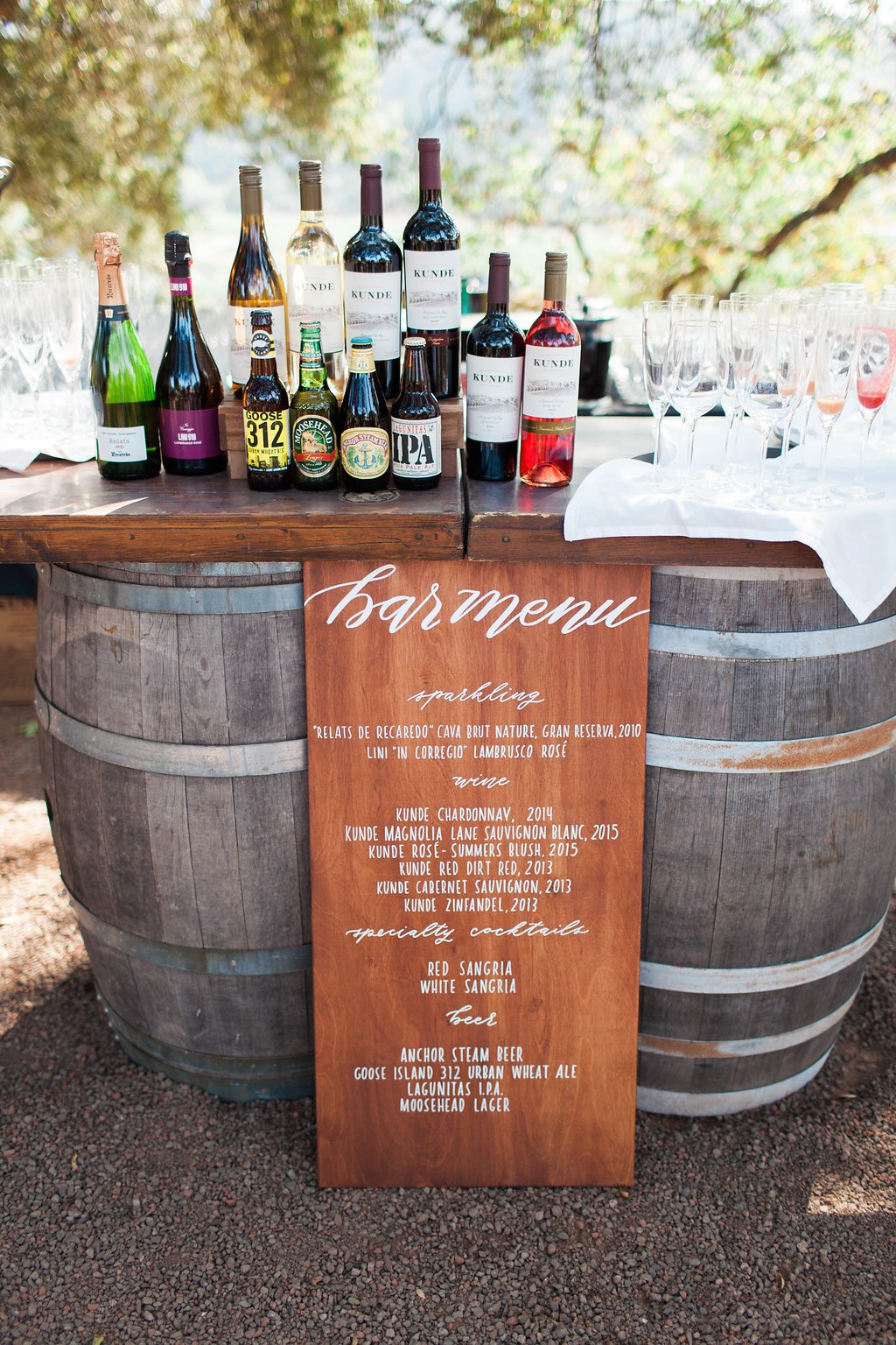 Rustic, Wooden Bar Menu, Barrels