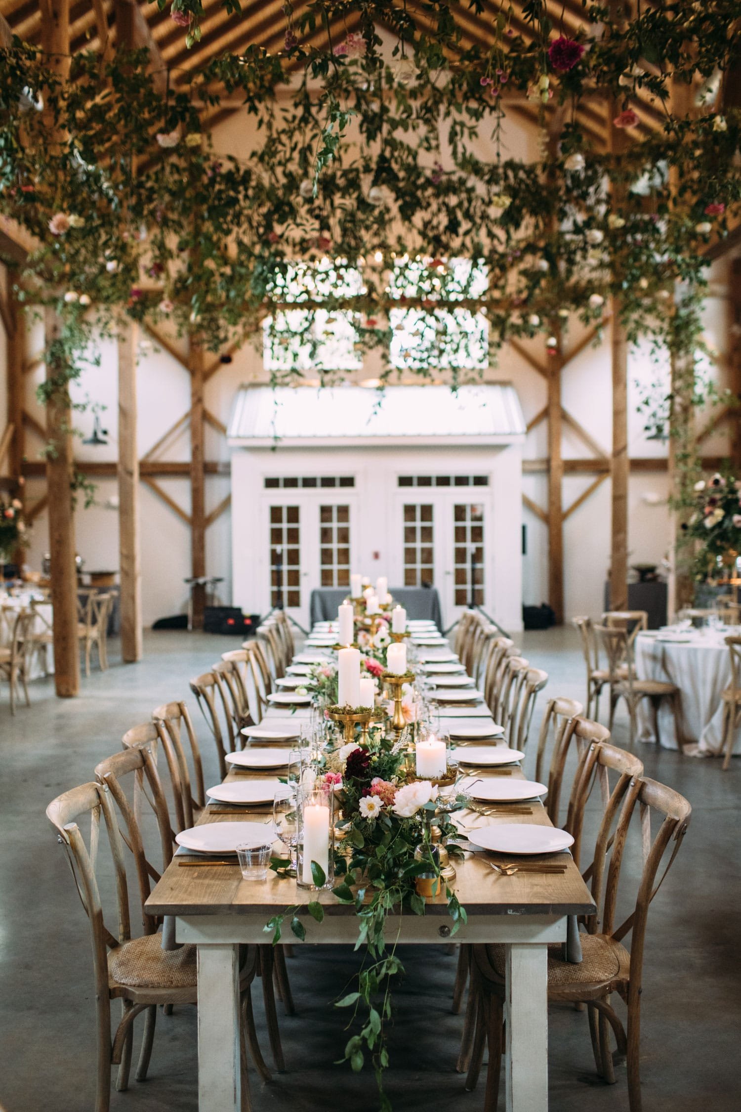 Long Head Table at Rustic Wedding