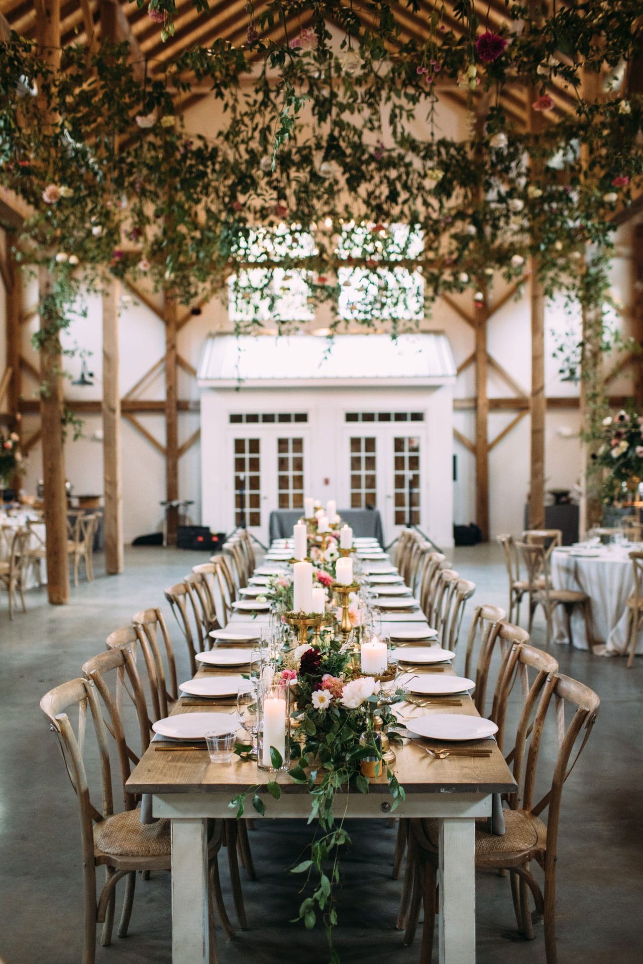Long Head Table at Rustic Wedding