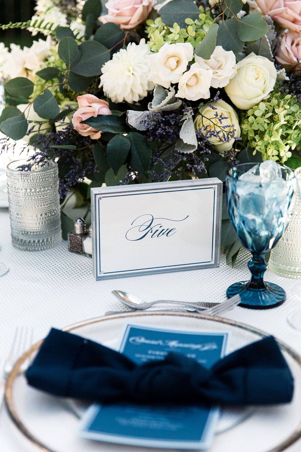 Blue & White Menu and Table Number