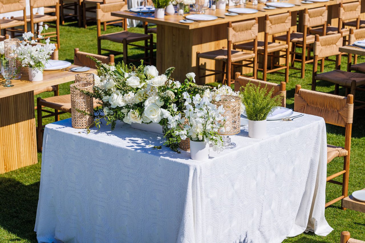 Square Sweetheart Table at Outdoor Wedding