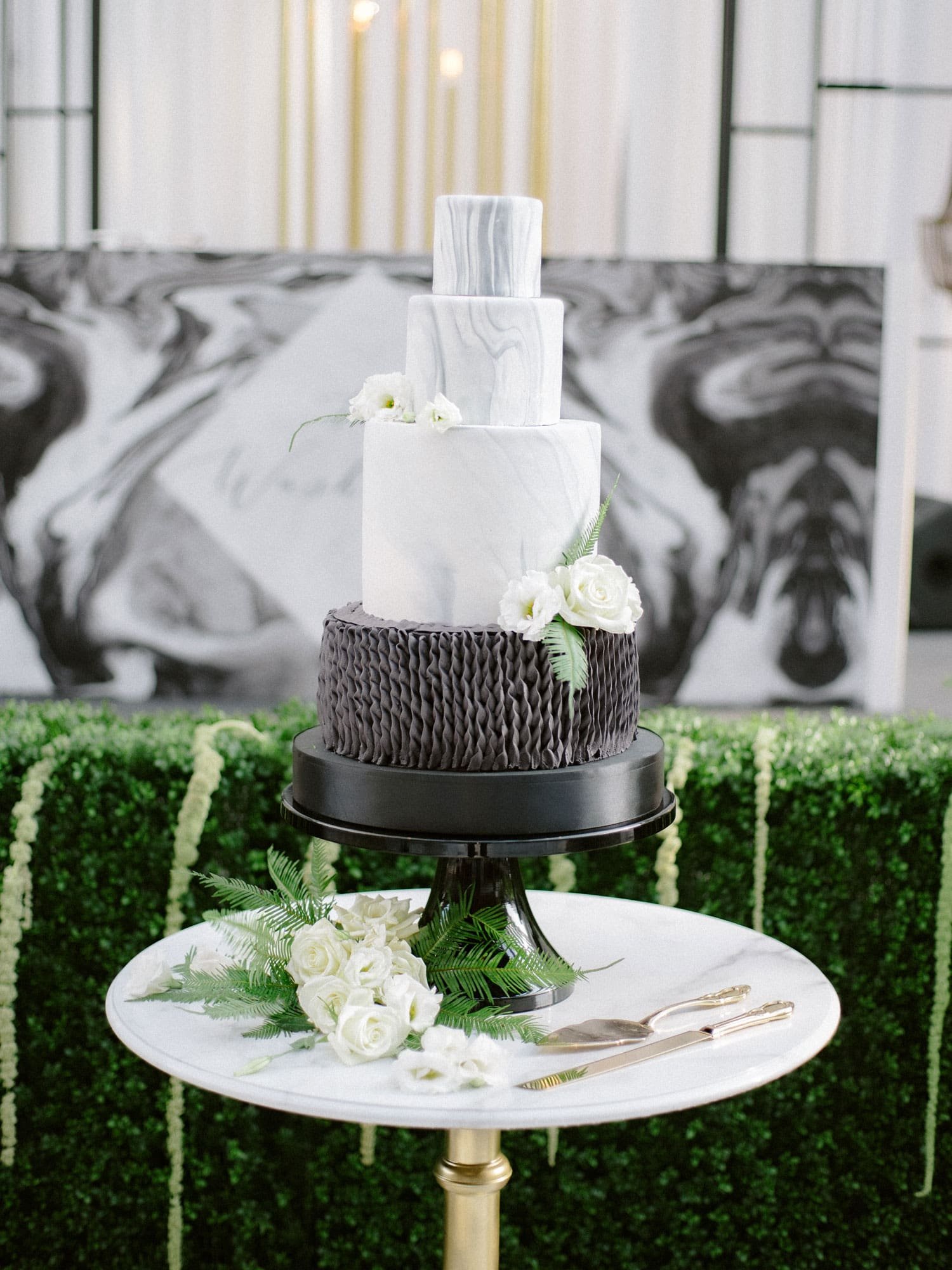 Black & Marble Wedding Cake