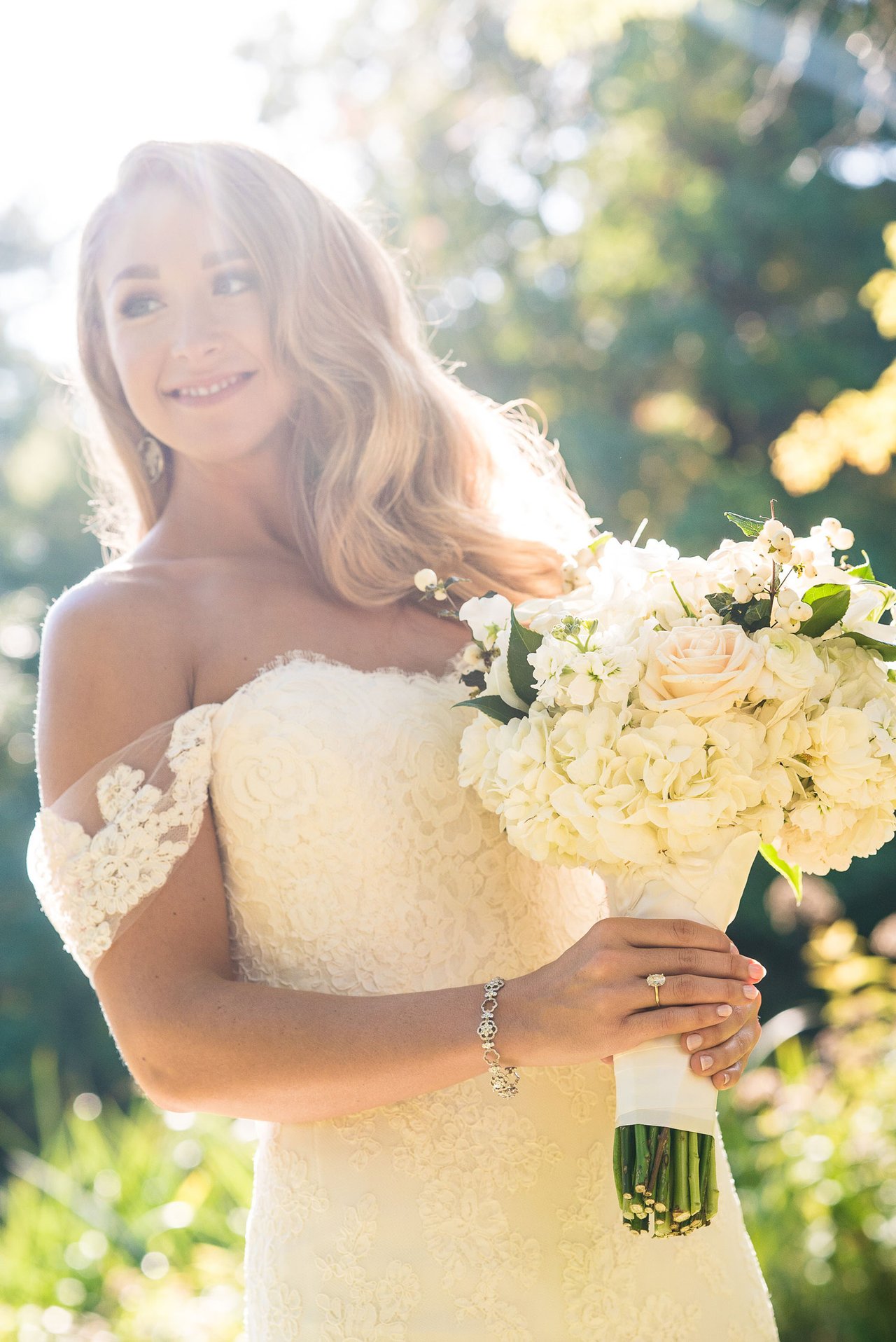 Off-Shoulder Gown in Lace