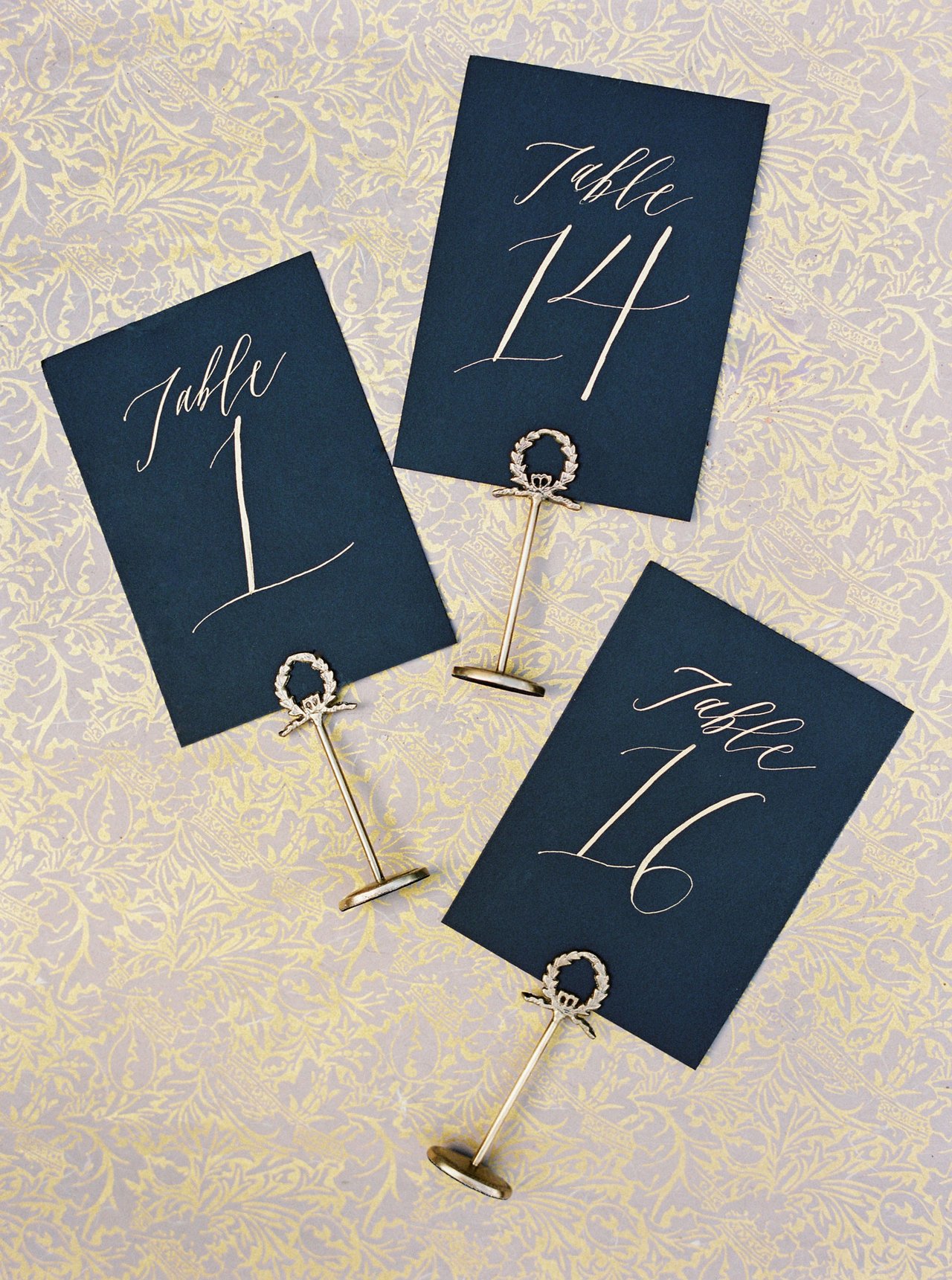 Black & Gold Calligraphy Table Numbers