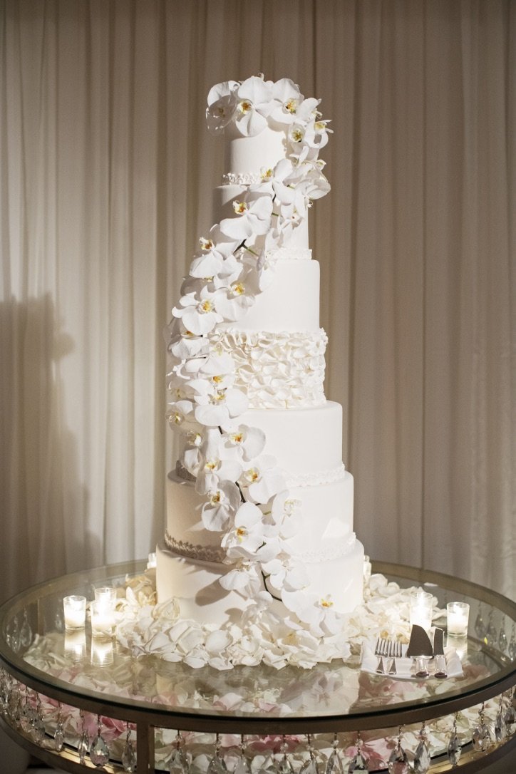 White Seven-Tier Wedding Cake
