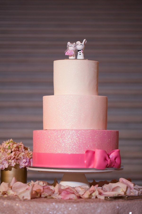 Whimsical Pink & White Cake with Bow