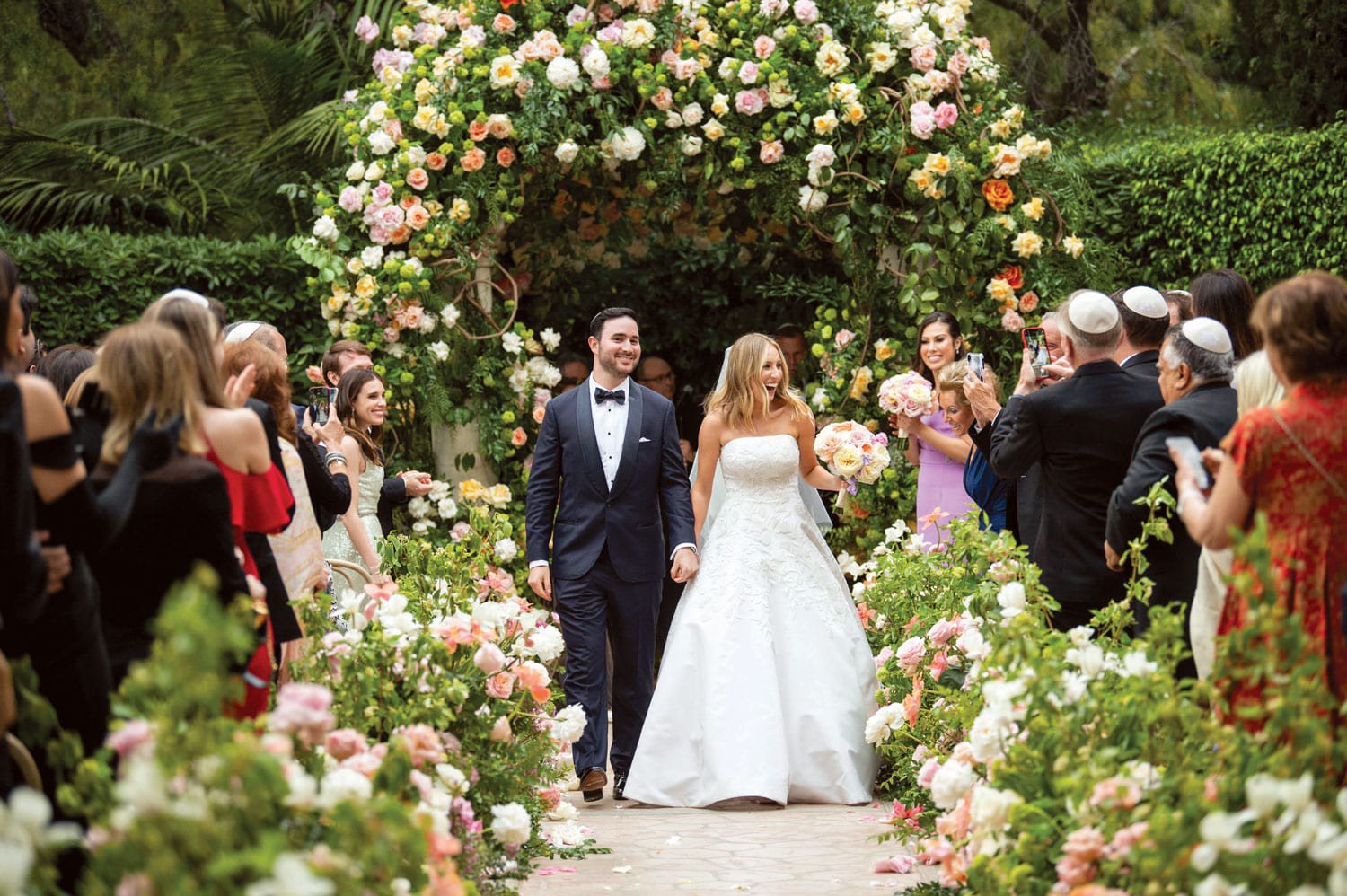 Happy Wedding Recessional at Outdoor Ceremony