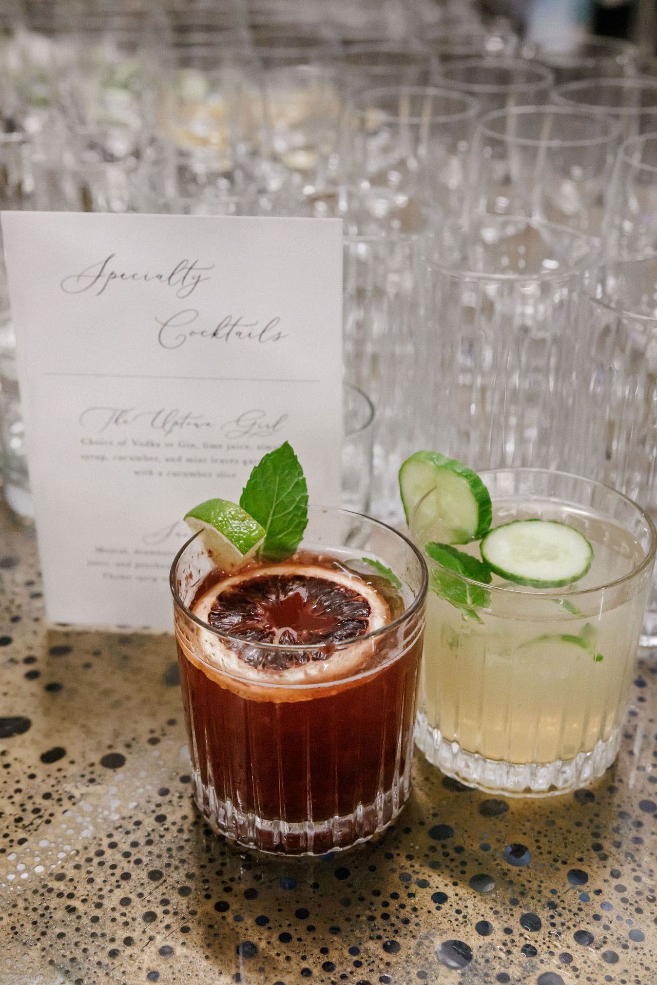 Specialty Cocktails with Menu & Glassware