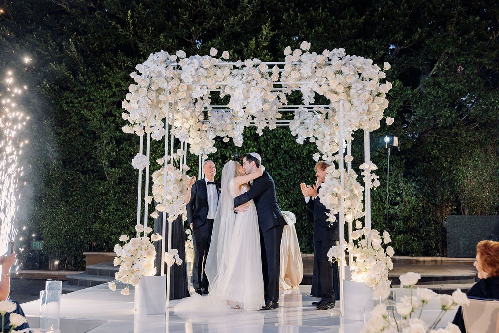 Pyrotechnics During Wedding Ceremony Kiss